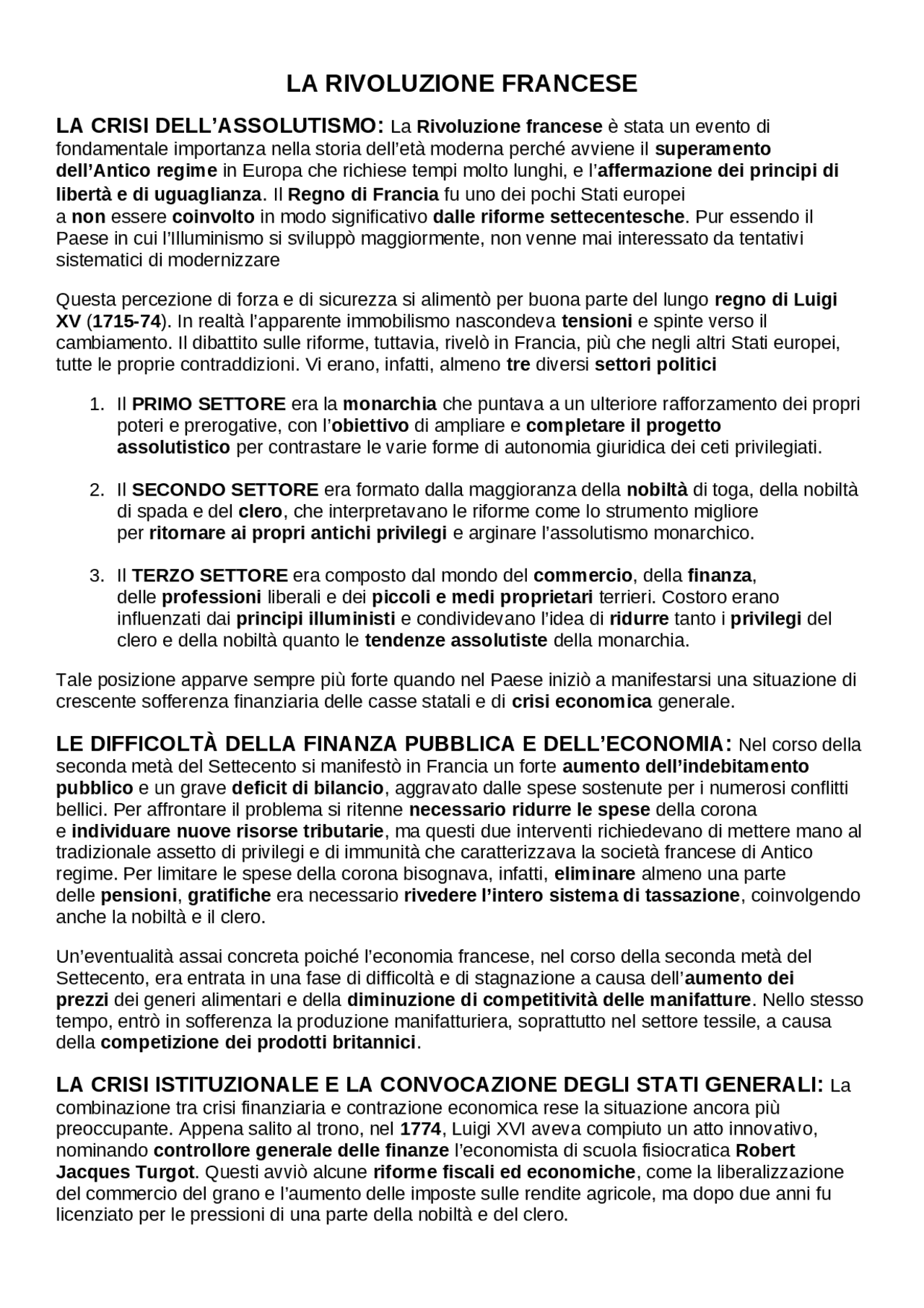 La Rivoluzione Francese Schemi E Mappe Concettuali Di Storia Docsity