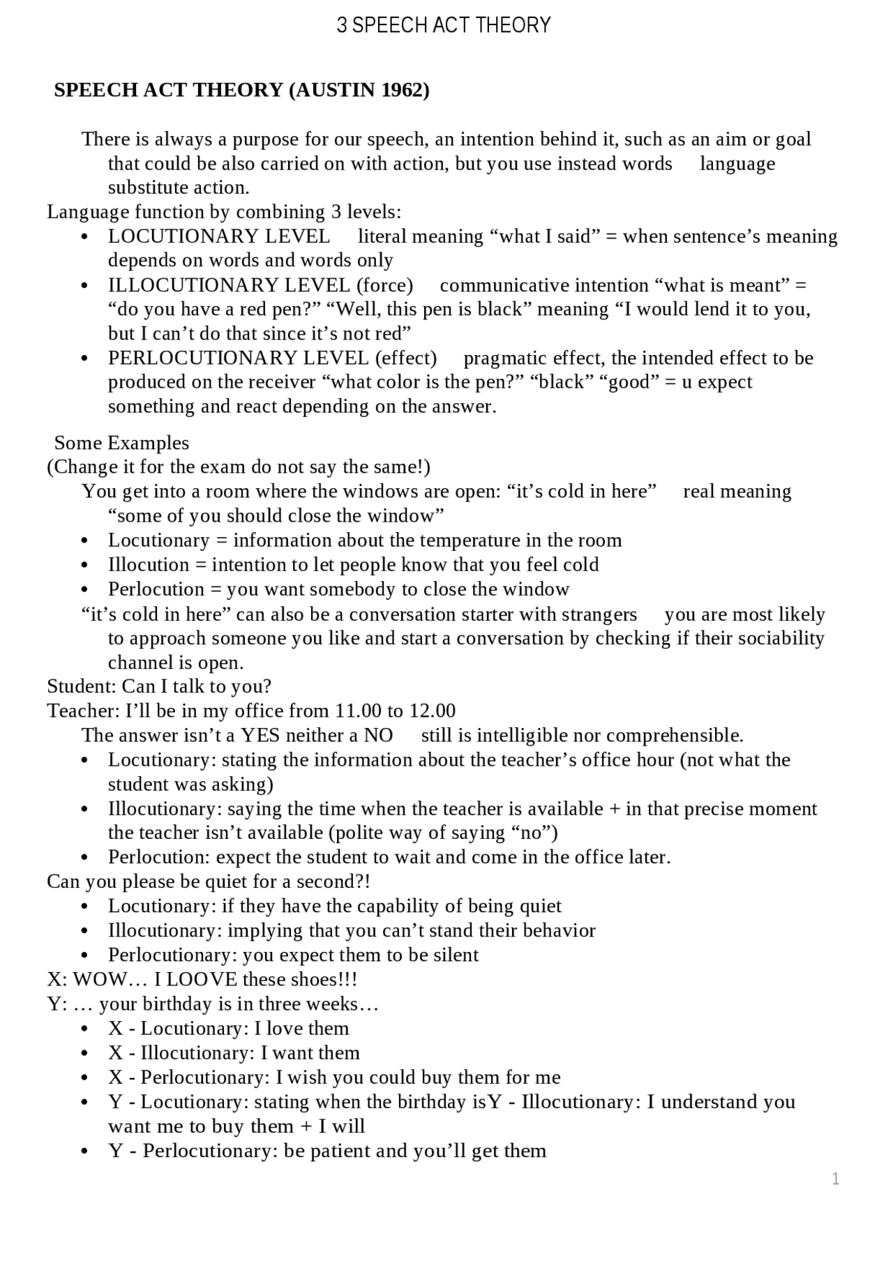 Speech Act Theory Pragmatics Appunti Di Lingua Inglese Docsity