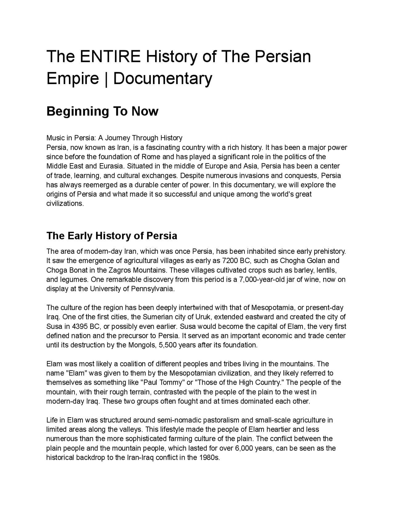The ENTIRE History of The Persian Empire | Transcriptions History | Docsity
