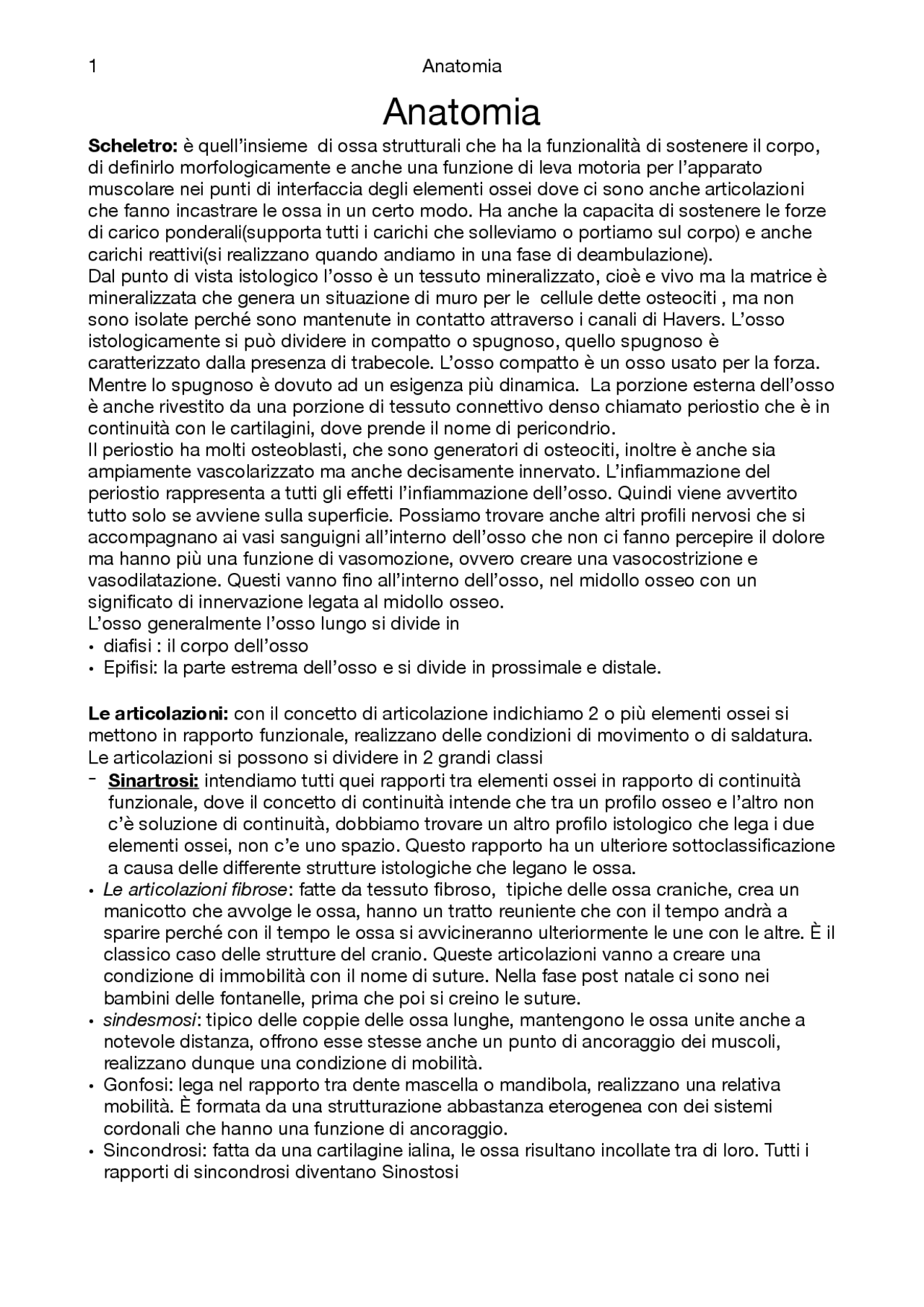 Anatomia Per Il Corso Di Laurea Triennale In Scienze Biologiche