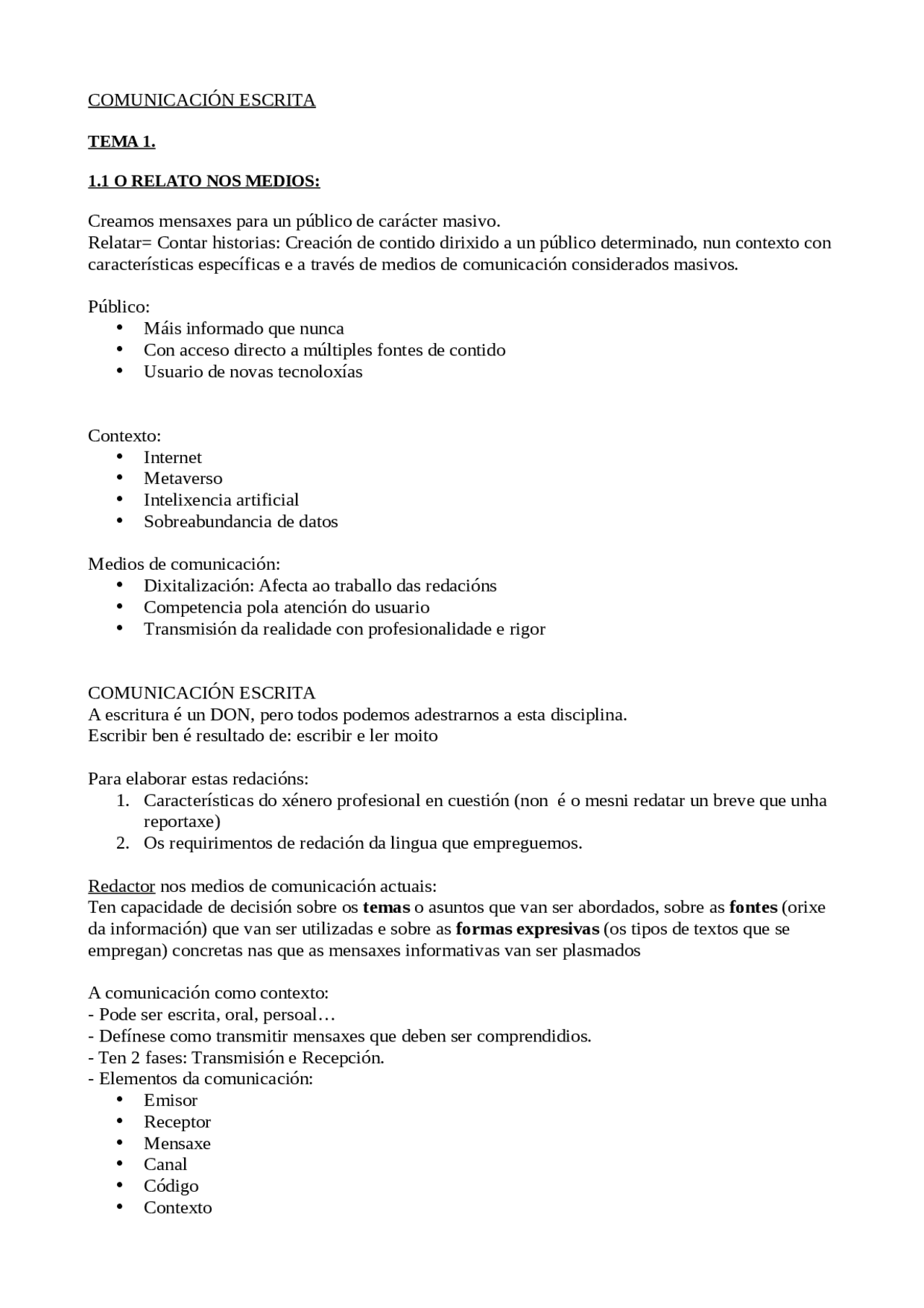 Comunicacion Escrita Resúmenes De Comunicación Docsity