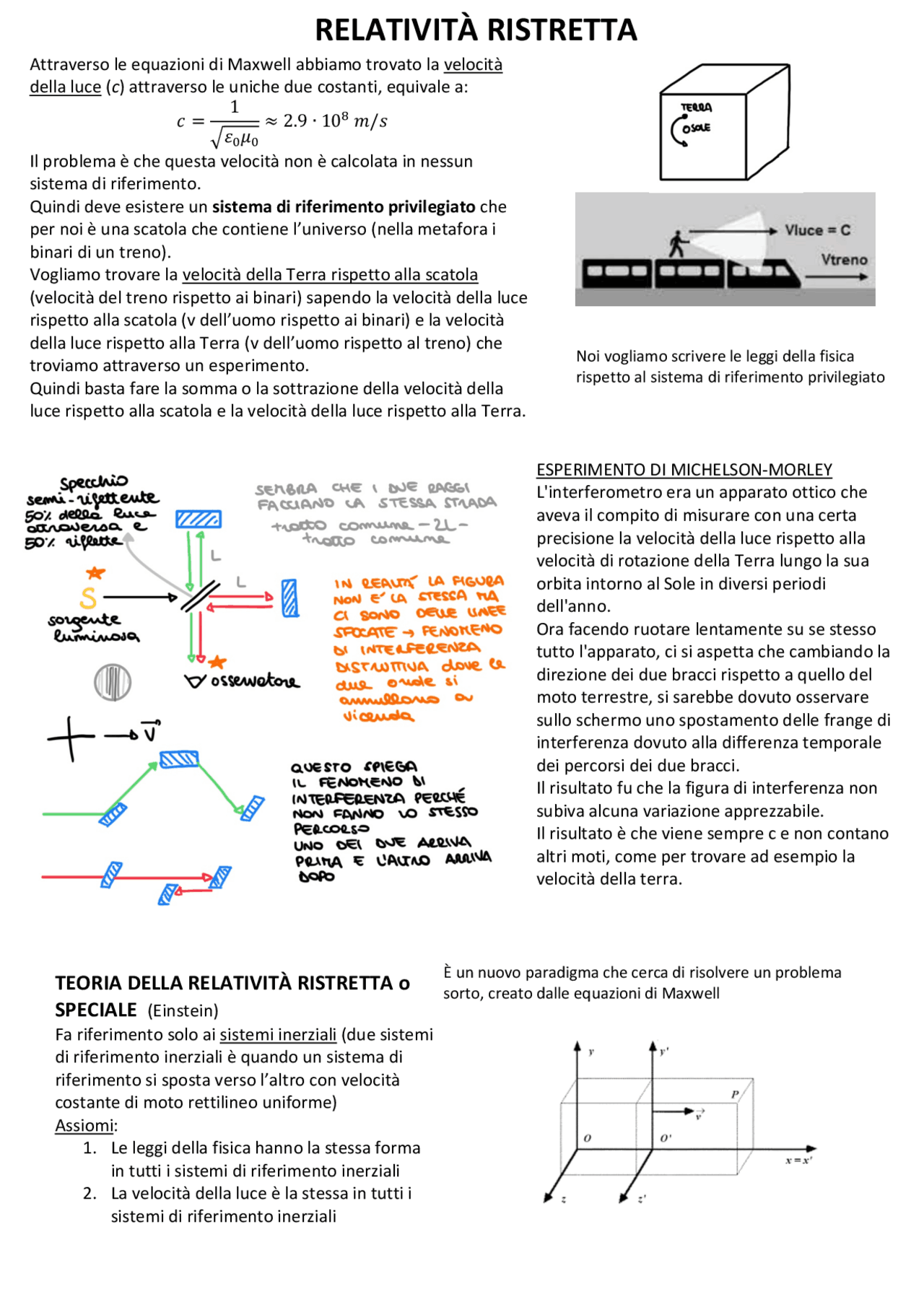 Relatività Ristretta Spiegazione Appunti Di Fisica Docsity