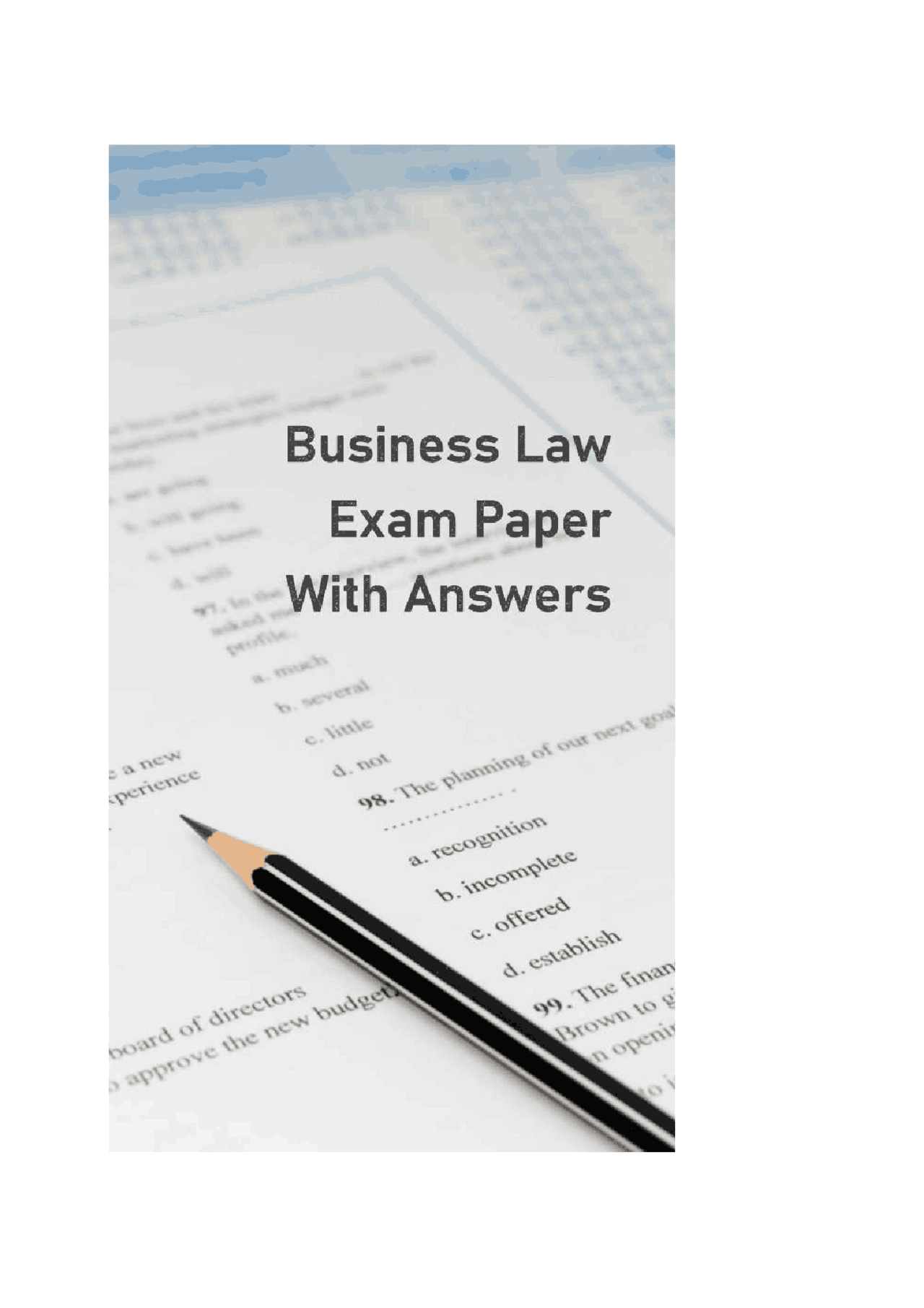 9. Exam Paper for Business Law in BBA (With Answers | Exams Business ...