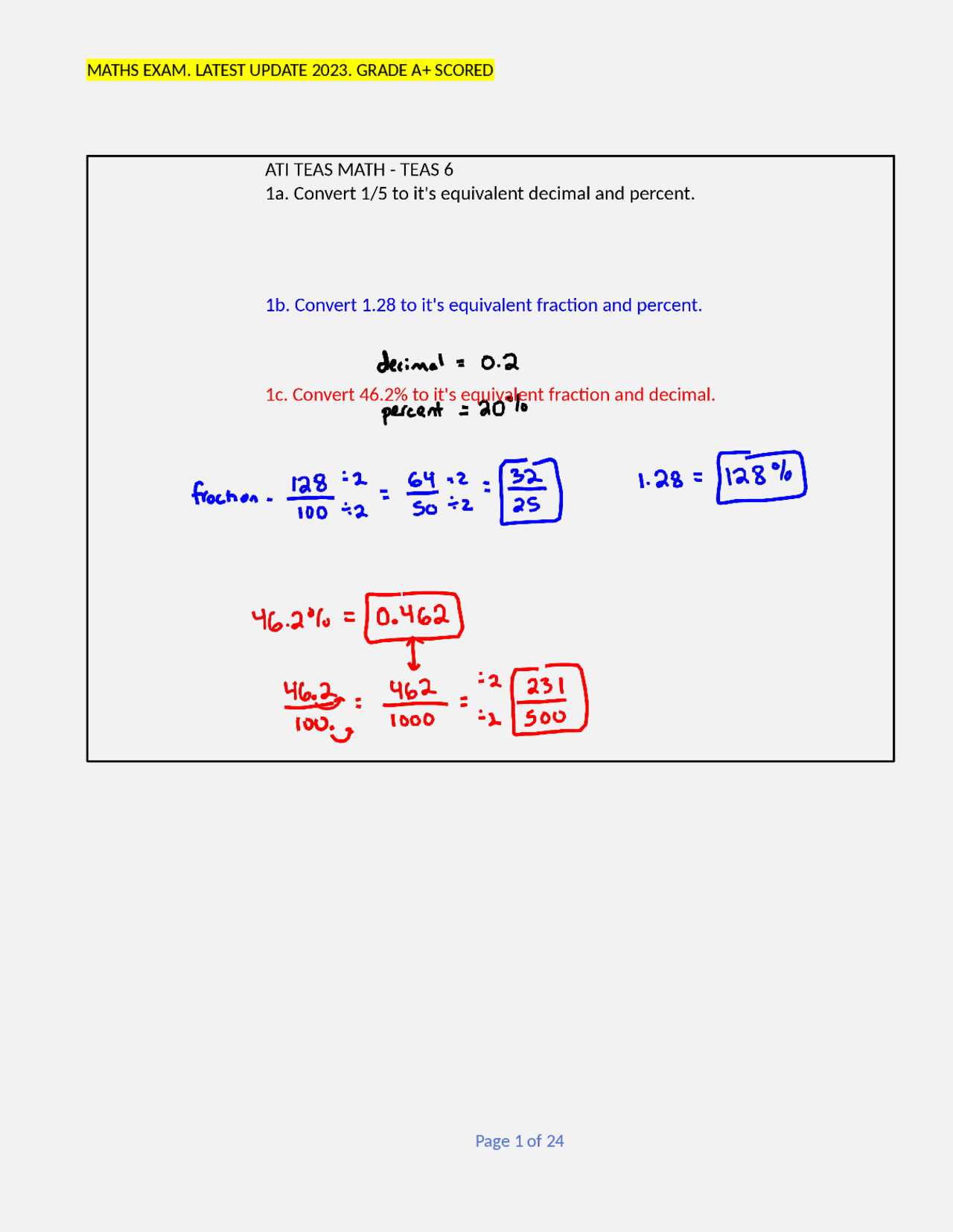 MATHS EXAM. LATEST UPDATE 2023. GRADE A+ SCORED | Exams Mathematics ...