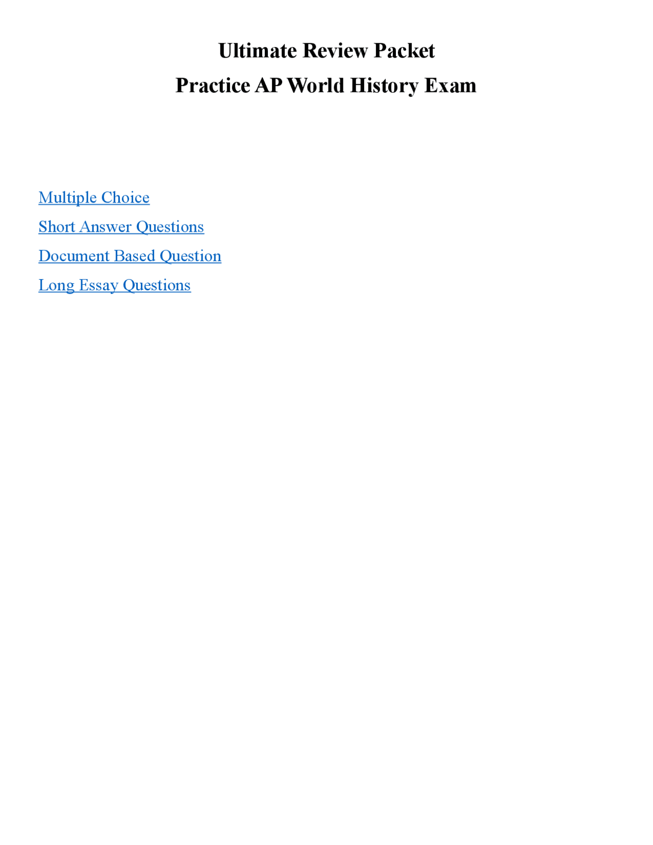 AP World Practice Test | Exams History | Docsity