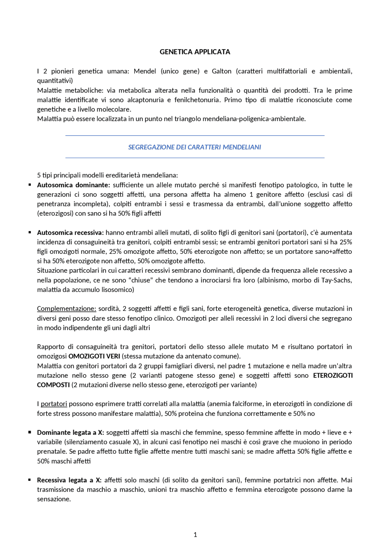 Genetica Molecolare Applicata Dispense Di Genetica Docsity