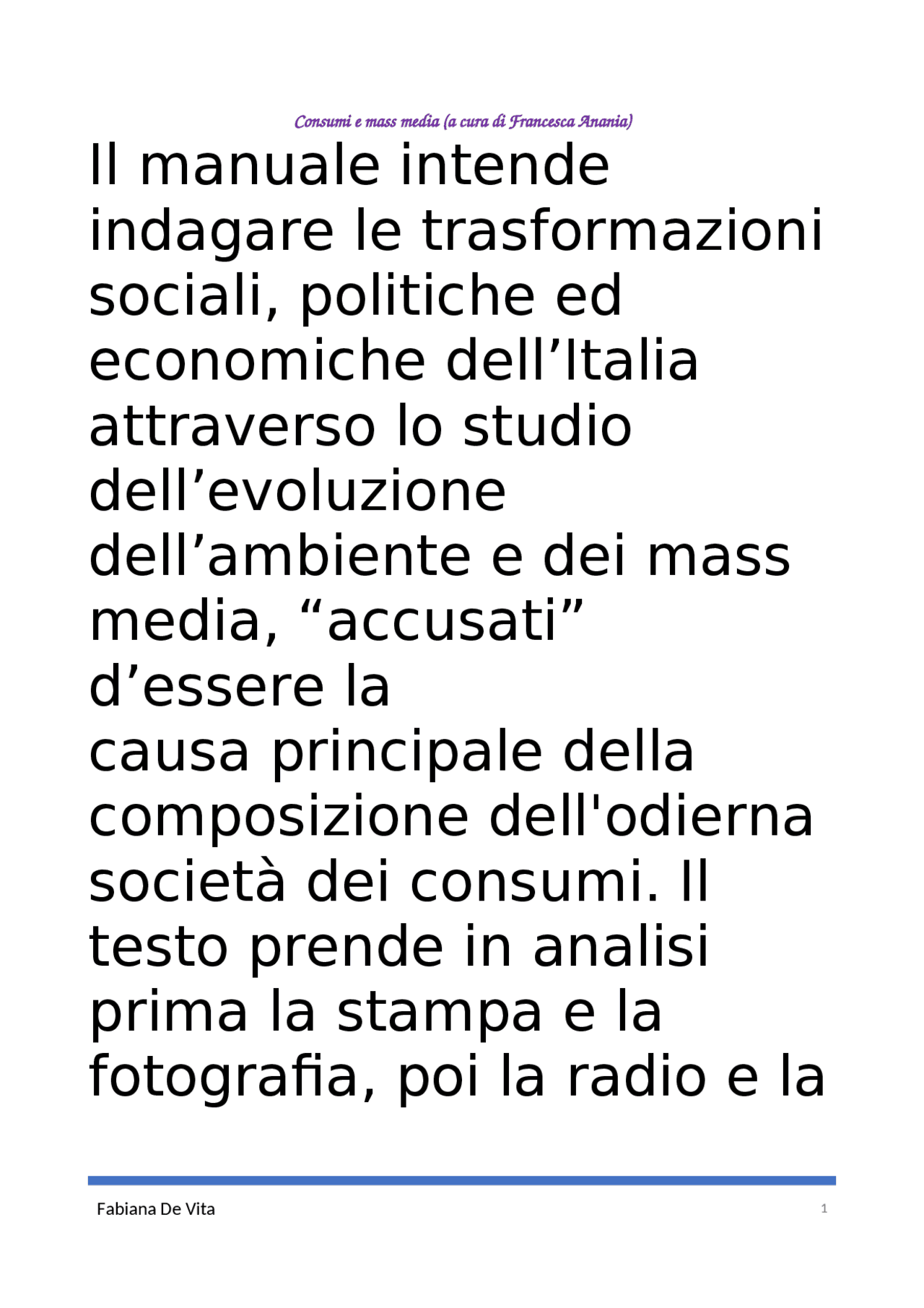 Libro "Consumi e Mass Media" | Appunti di Storia Contemporanea | Docsity