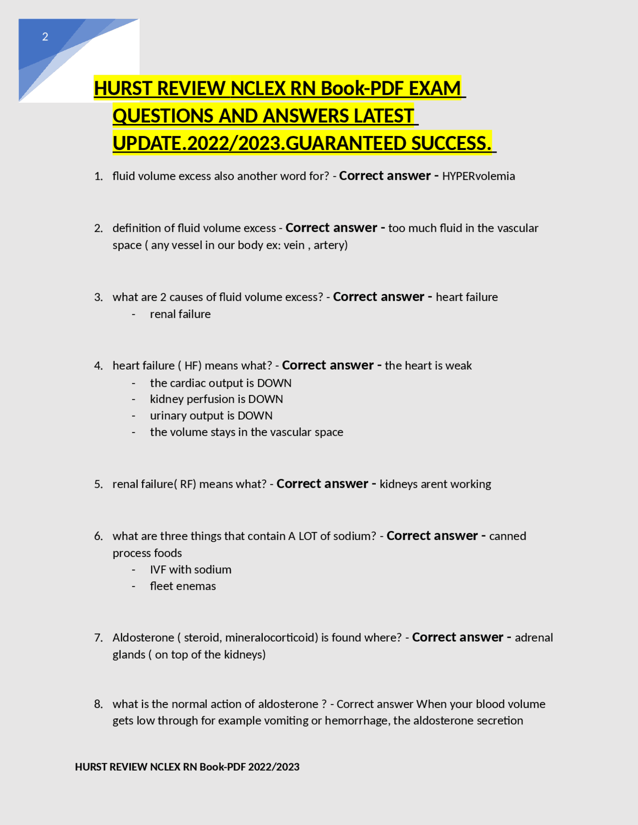 Hurst Review Nclex Rn Book Pdf Exam Questions And Answers Latest Update