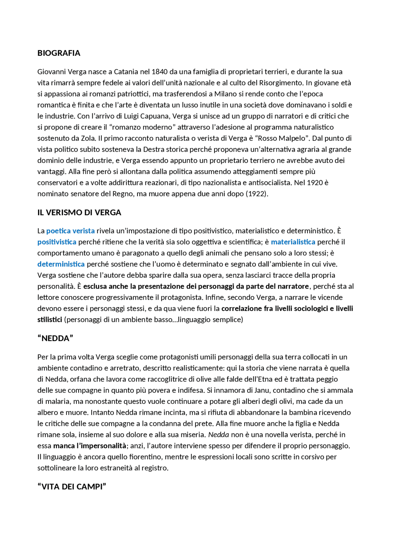 Appunti Su Verga Vita E Opere Appunti Di Italiano Docsity