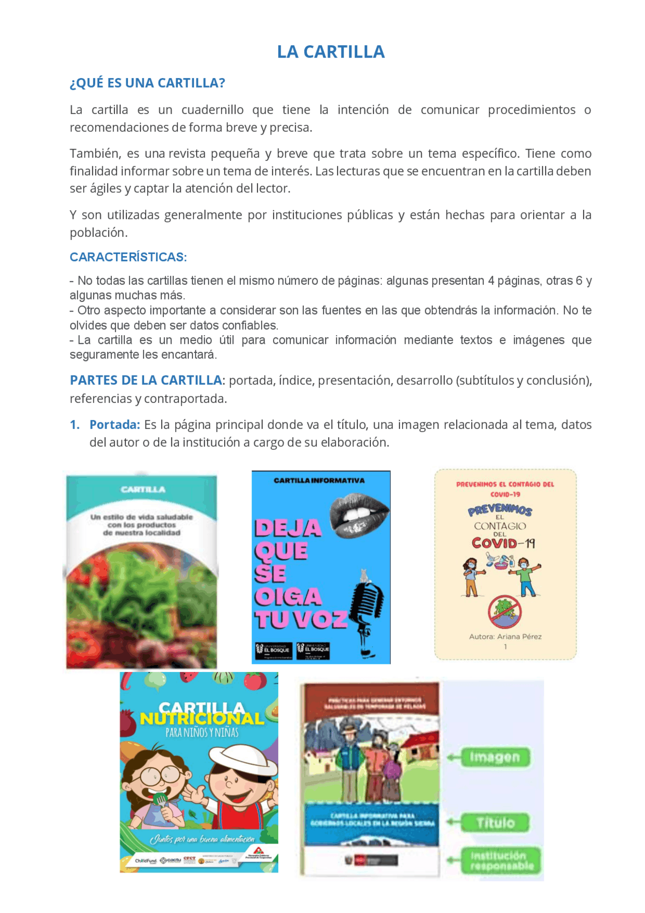 Esto trata sobre como se podría realizar una cartilla, trae todos los ...