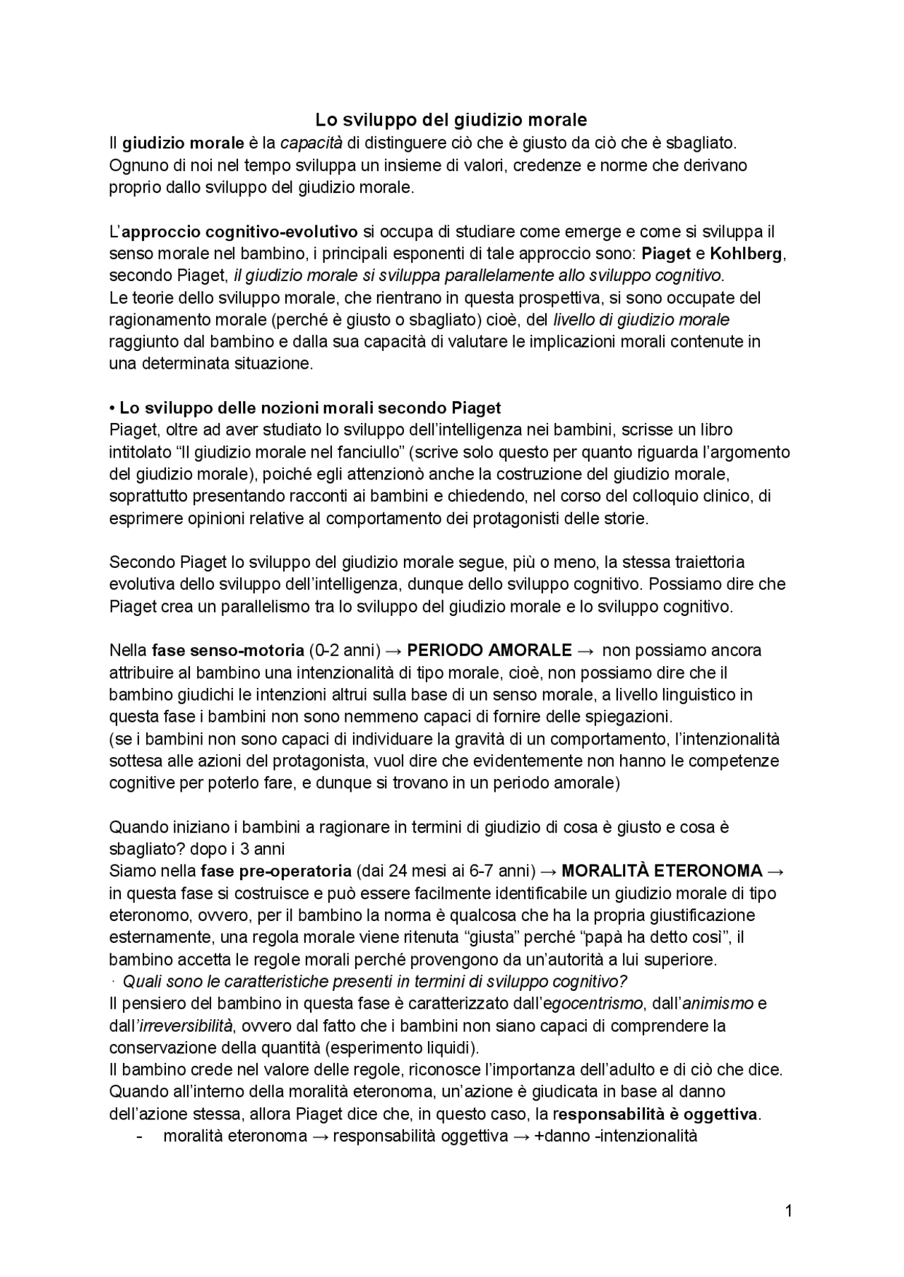 Sviluppo Del Giudizio Morale Sbobinature Di Psicologia Dello Sviluppo