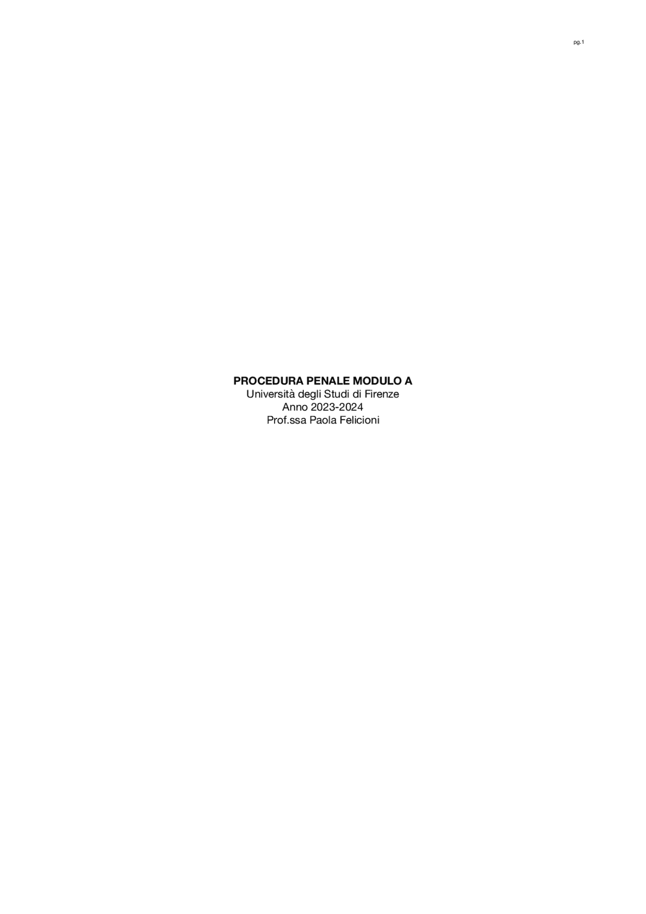 Diritto Processuale Penale Modulo A Appunti Schematici Sintesi