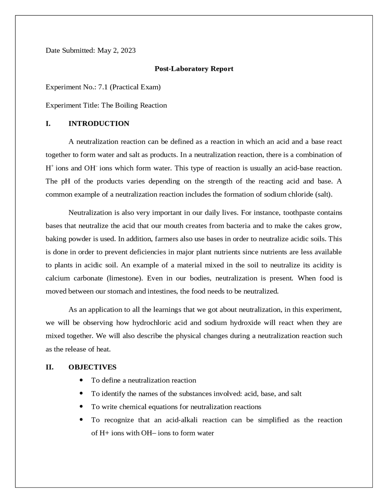 Experiment: Neutralization Reaction | Study Guides, Projects, Research ...