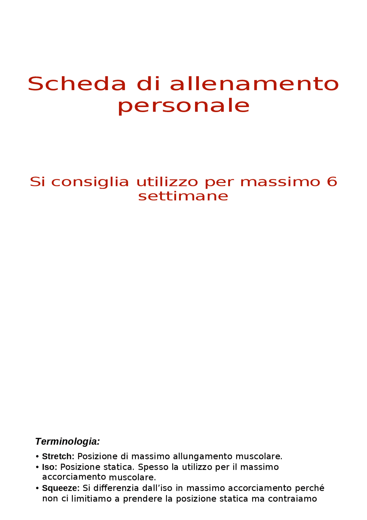 Scheda di allenamento personale 3 | Schemi e mappe concettuali di ...