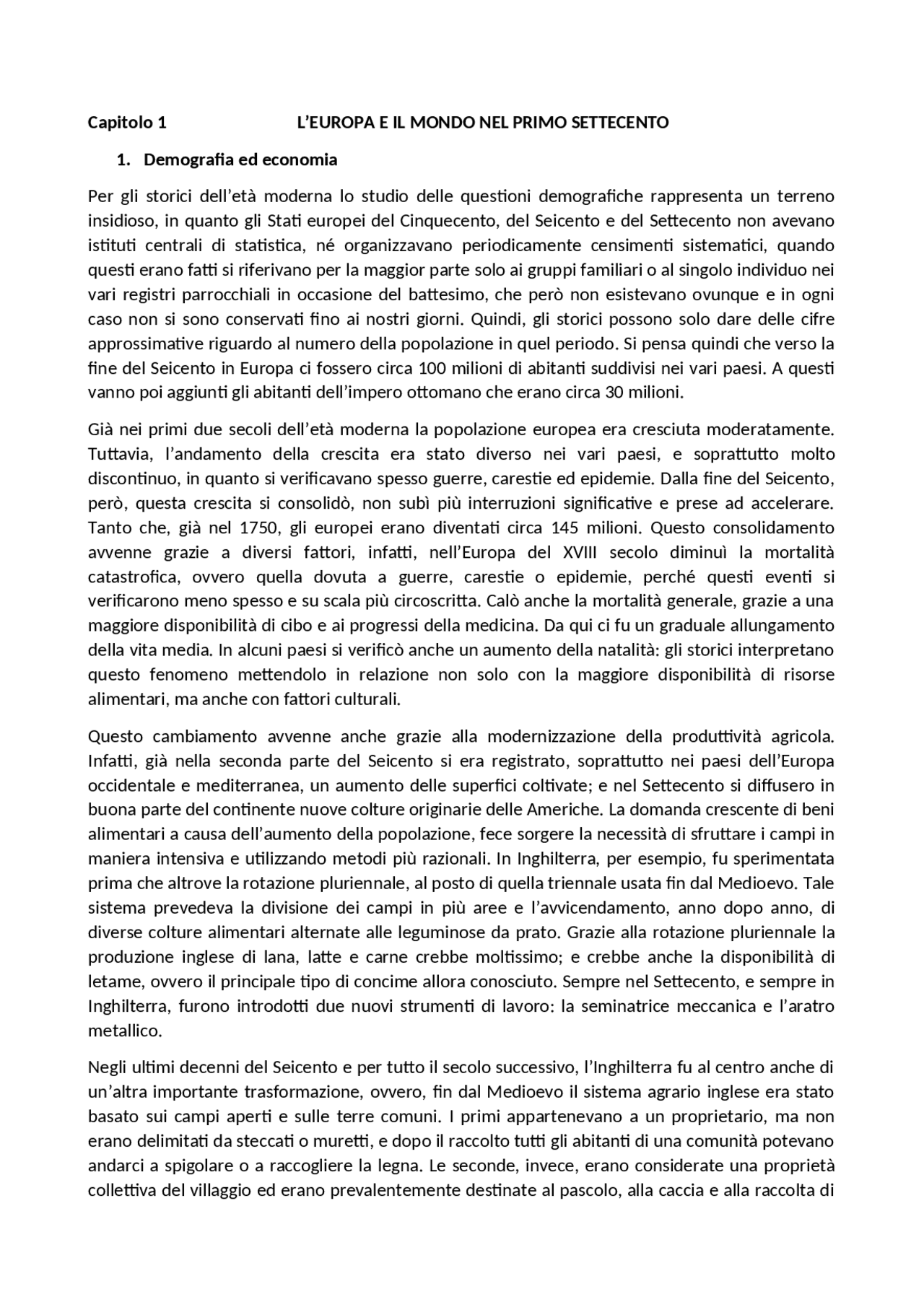 Riassunto Primo Settecento Storia Schemi E Mappe Concettuali Di