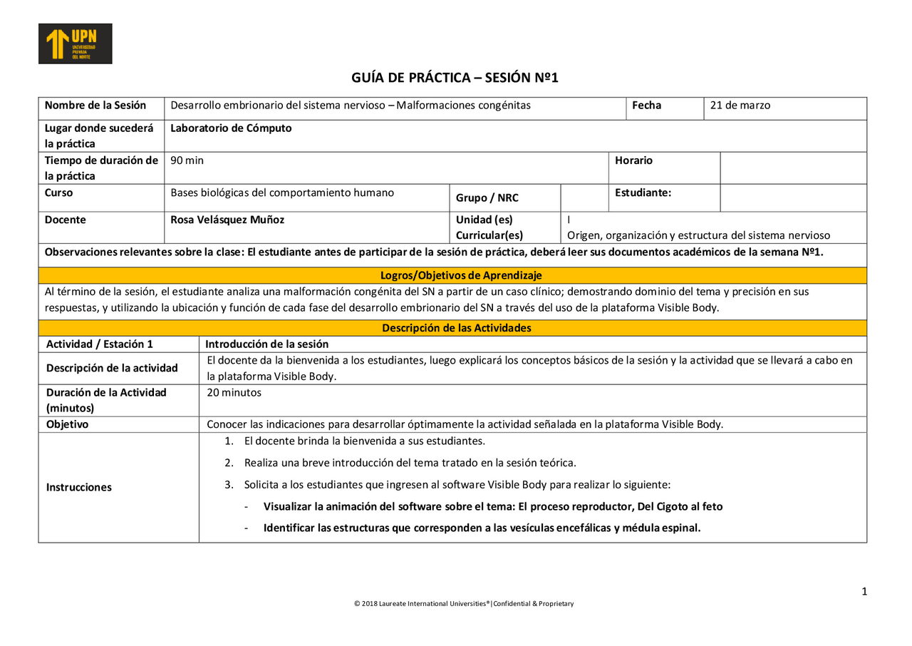 GuÍa De PrÁctica SesiÓn Nº1 Apuntes De Sistemas Biológicos Docsity