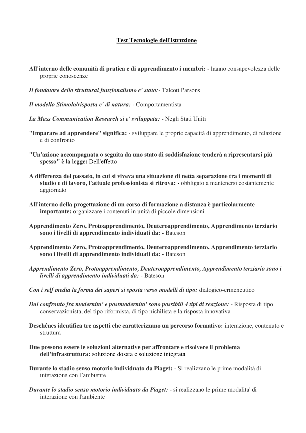 Psicologia Generale 6 Cfu Panieri Di Psicologia Generale Docsity