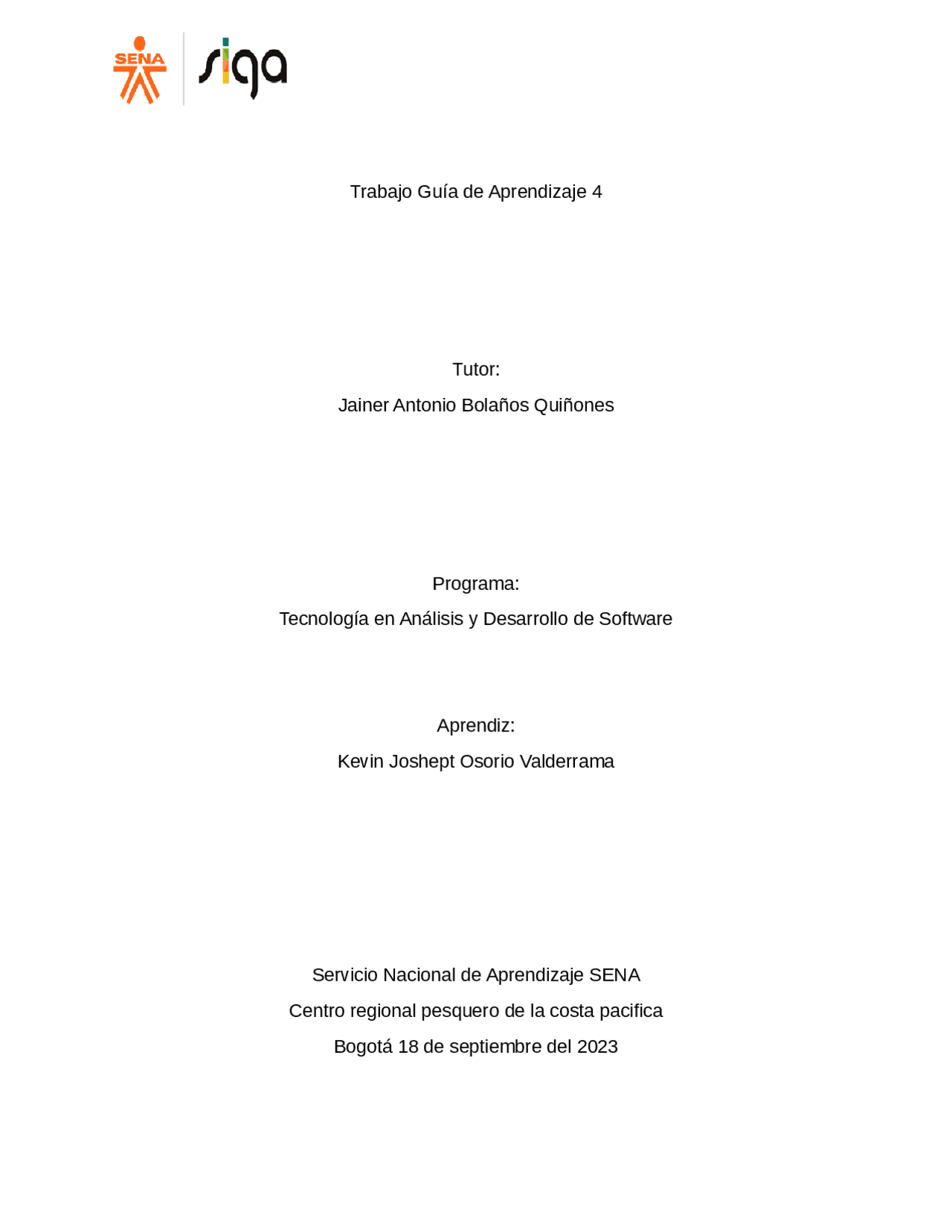 Trabajo Actividad 4 Analisis Y Desarrollo De Software Apuntes De