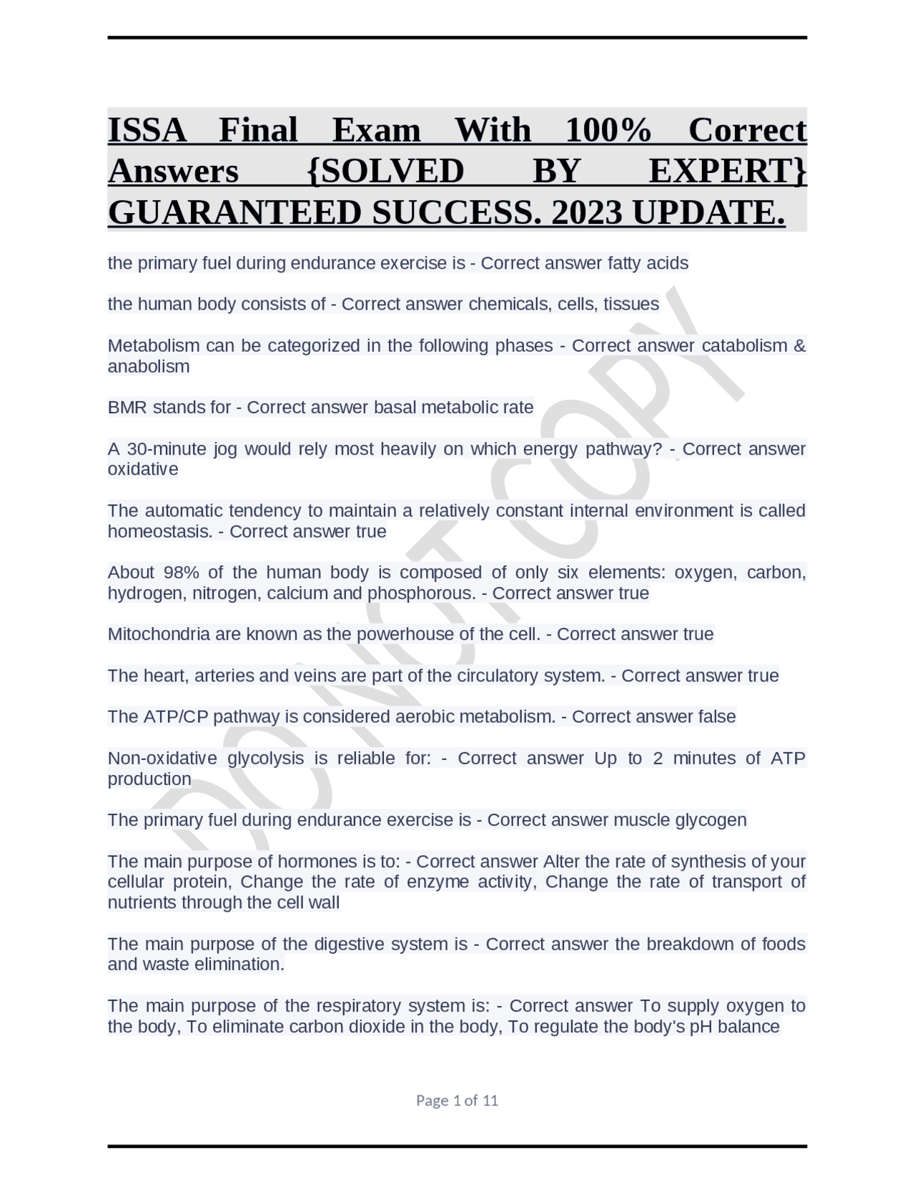 ISSA Final Exam With 100% Correct Answers {SOLVED BY EXPERT} GUARANTEED ...