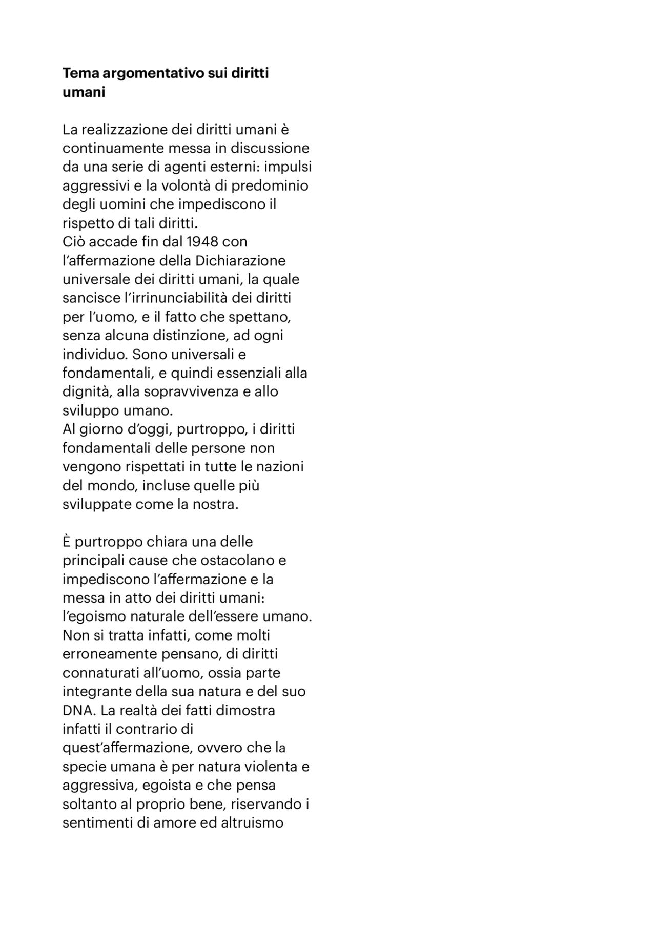 Tema sui diritti umani | Temi di Italiano | Docsity Tema sui diritti umani | Temi di Italiano | Docsity