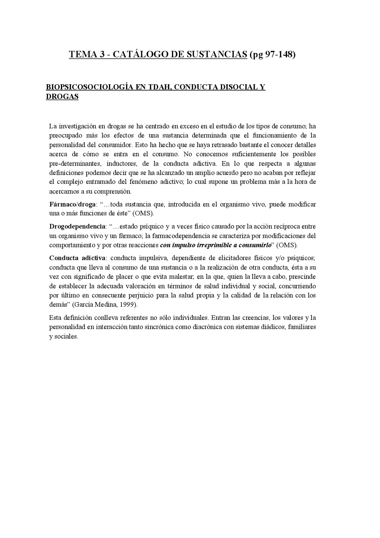 Tema 3 CatÁlogo De Sustancias Apuntes De Psicopatología Docsity