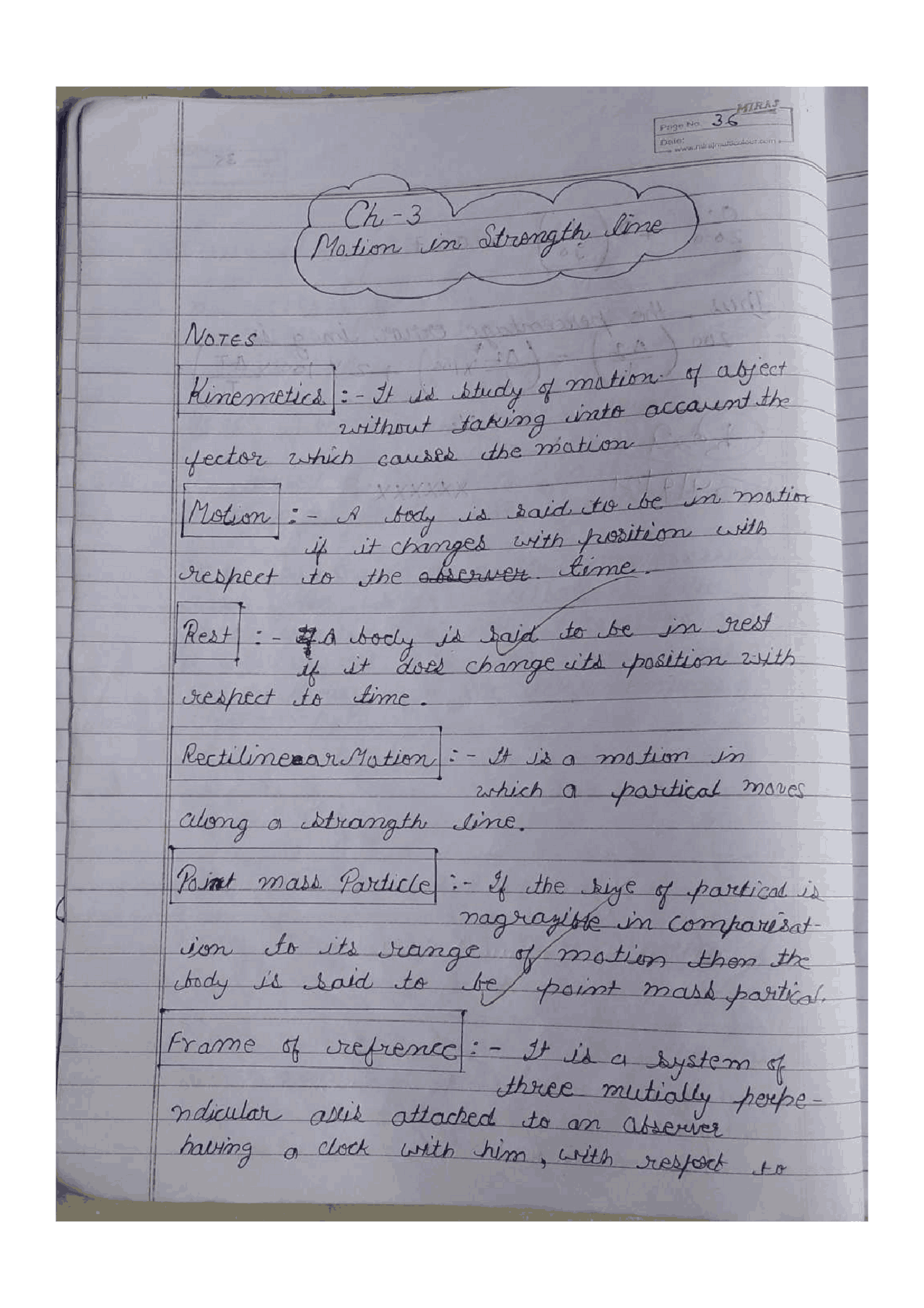 Motion in a straight line | class 11th | chapter 3 | hand written notes ...