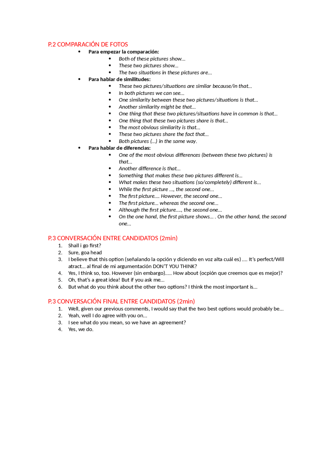 Resumen para hacer una conversación en inglés de 10 | Resúmenes de ...