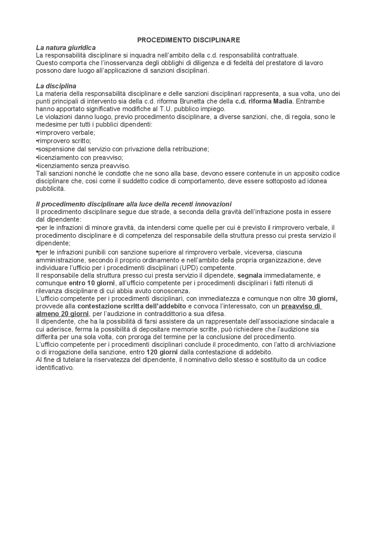 Procedimento Disciplinare E Tipo Di Accesso Dispense Di Diritto