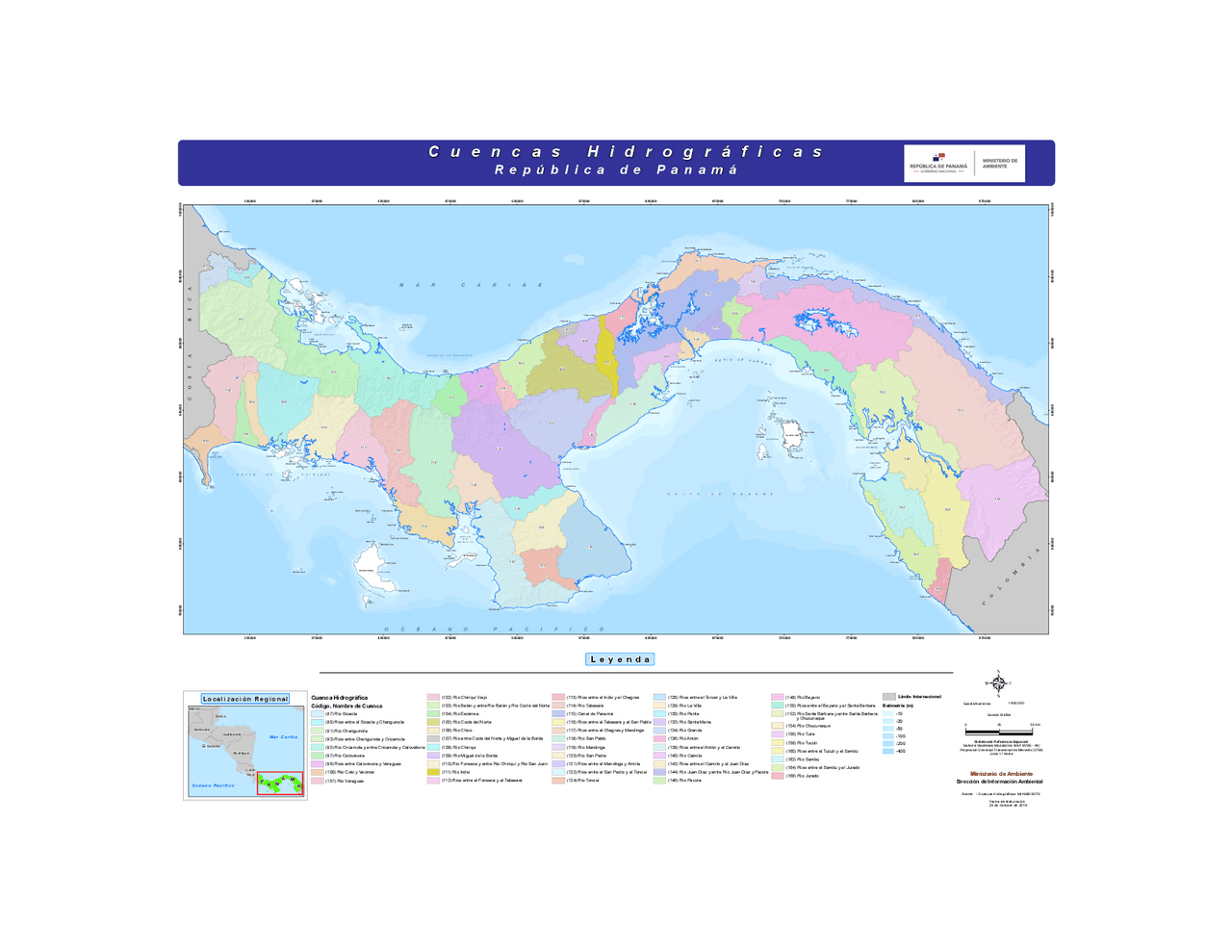 Mapa de cuencas de Panamá | Diapositivas de Geografía | Docsity