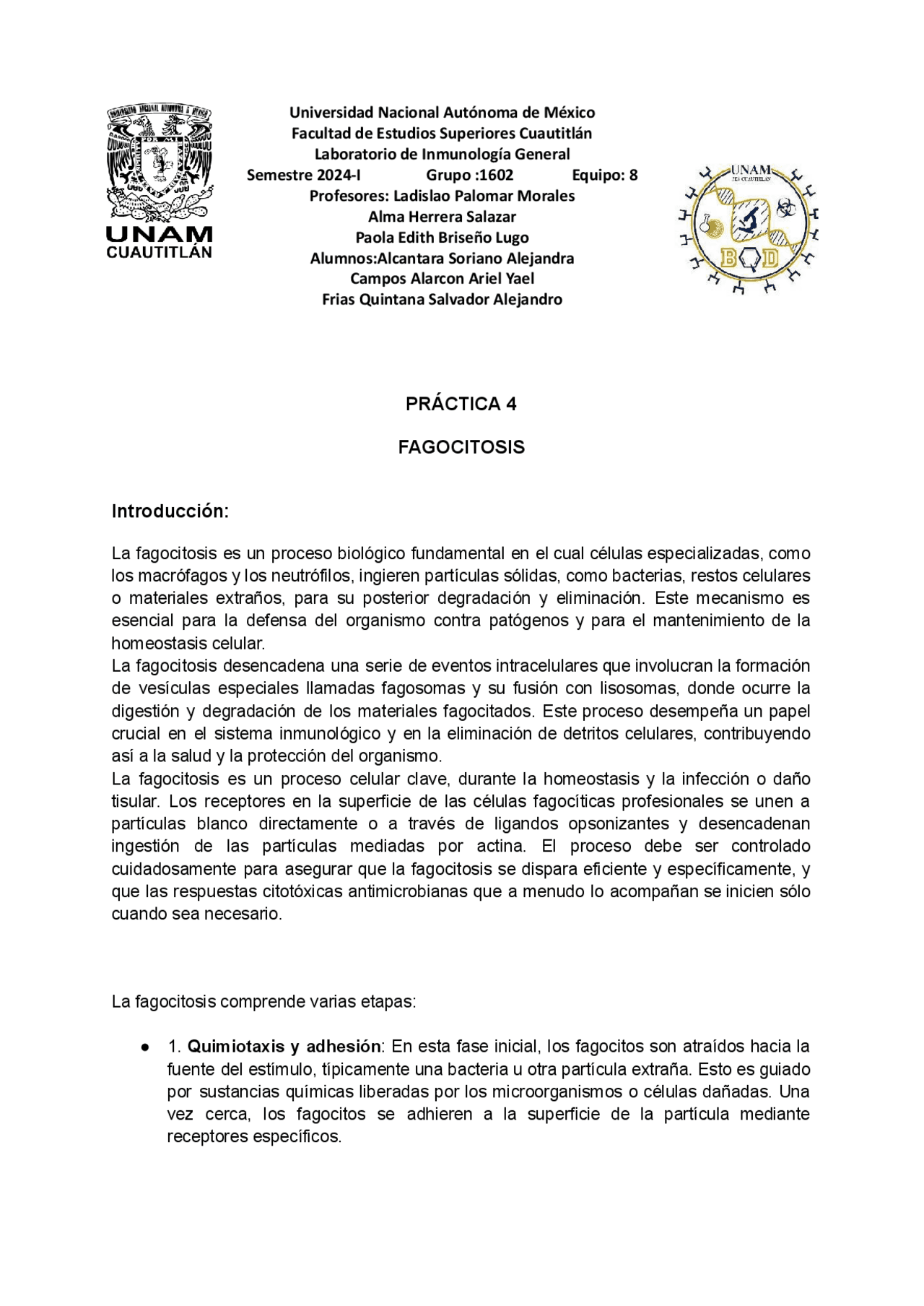Fagocitosis Qwedsaxzc Ejercicios De Inmunología Docsity