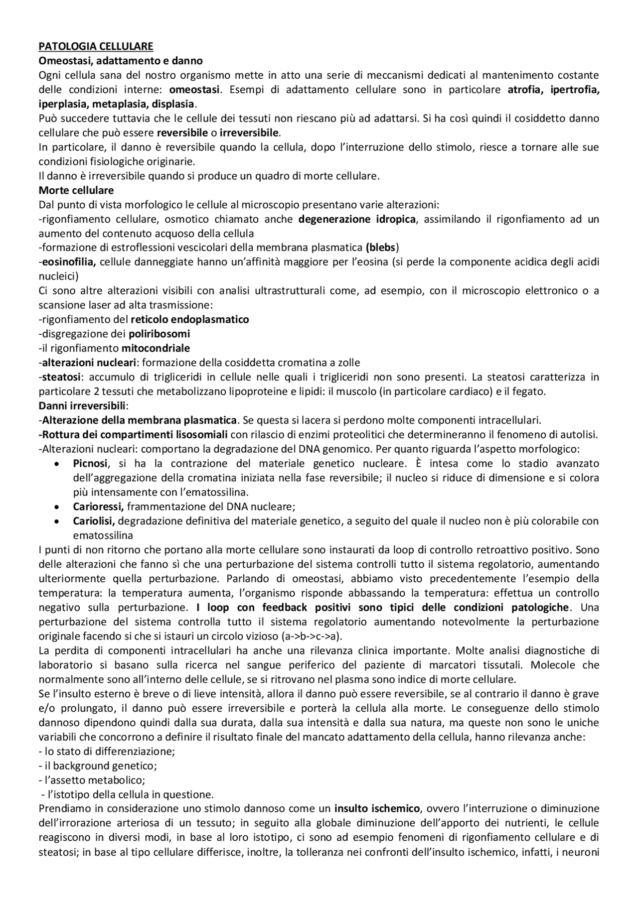 Riassunto Completo Patologia Generale Schemi E Mappe Concettuali Di