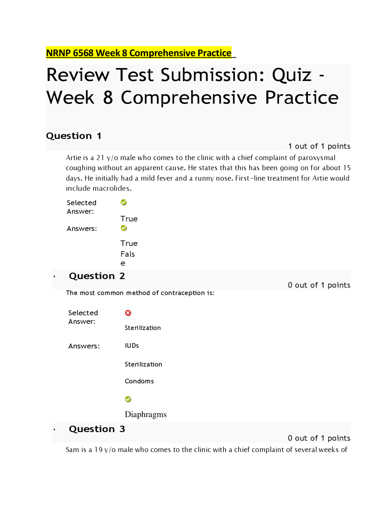 Nrnp 6568 Week 8 Comprehensive Practice 30 Questions With Correct