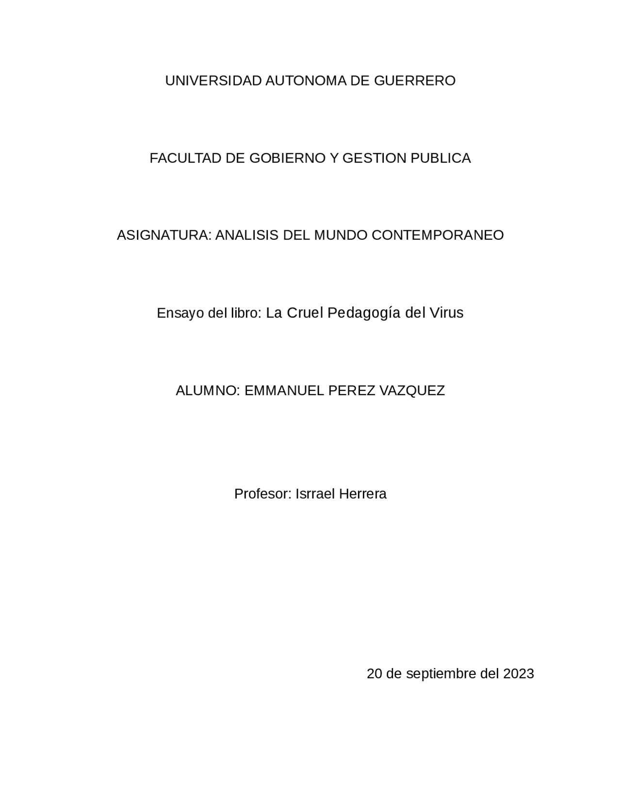 Ensayo Del Libro Virus Tesis De Análisis De Políticas Públicas Docsity