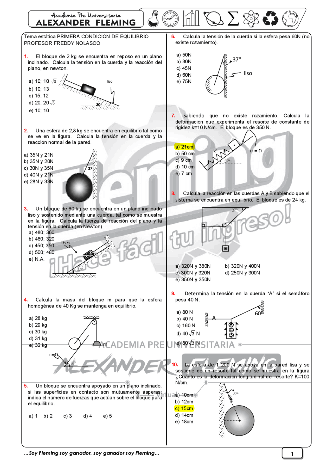 Estatica ejercicios resueltos | Ejercicios de Física | Docsity