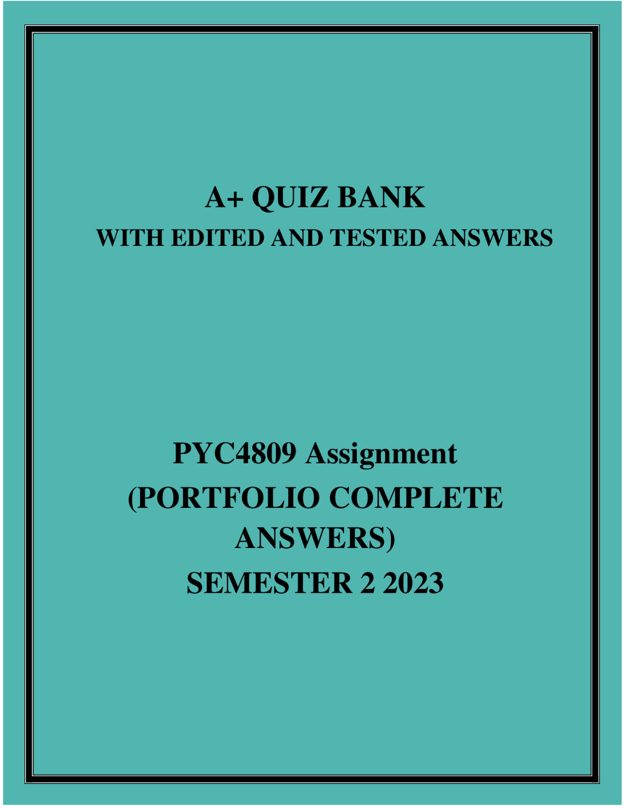 PYC4809 Assignment (PORTFOLIO COMPLETE ANSWERS) SEMESTER 2 2023 | Exams Psychotherapy | Docsity