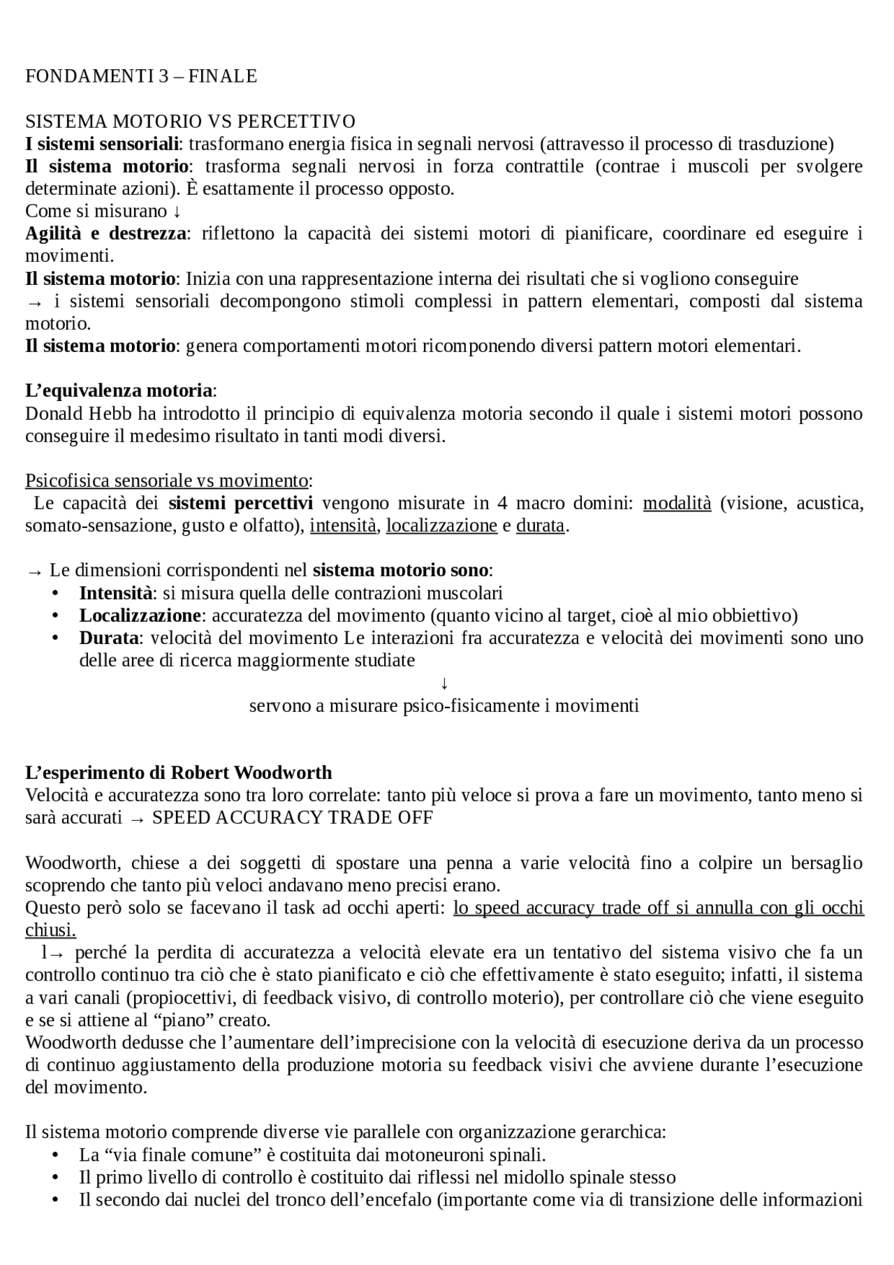 Fonamenti Anatomo Fisiologici Dei Processi Psichici Terzo Modulo