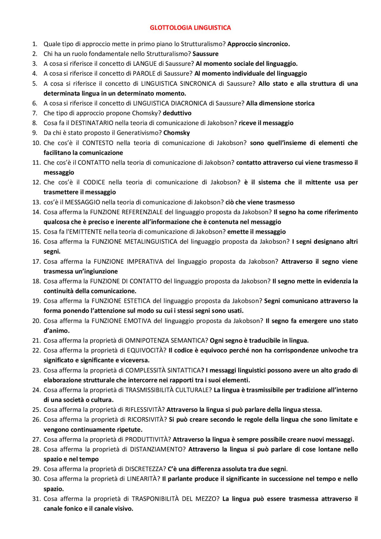 Glottologia Linguistica Domande Chiuse Lettere Ecampus Prove Desame