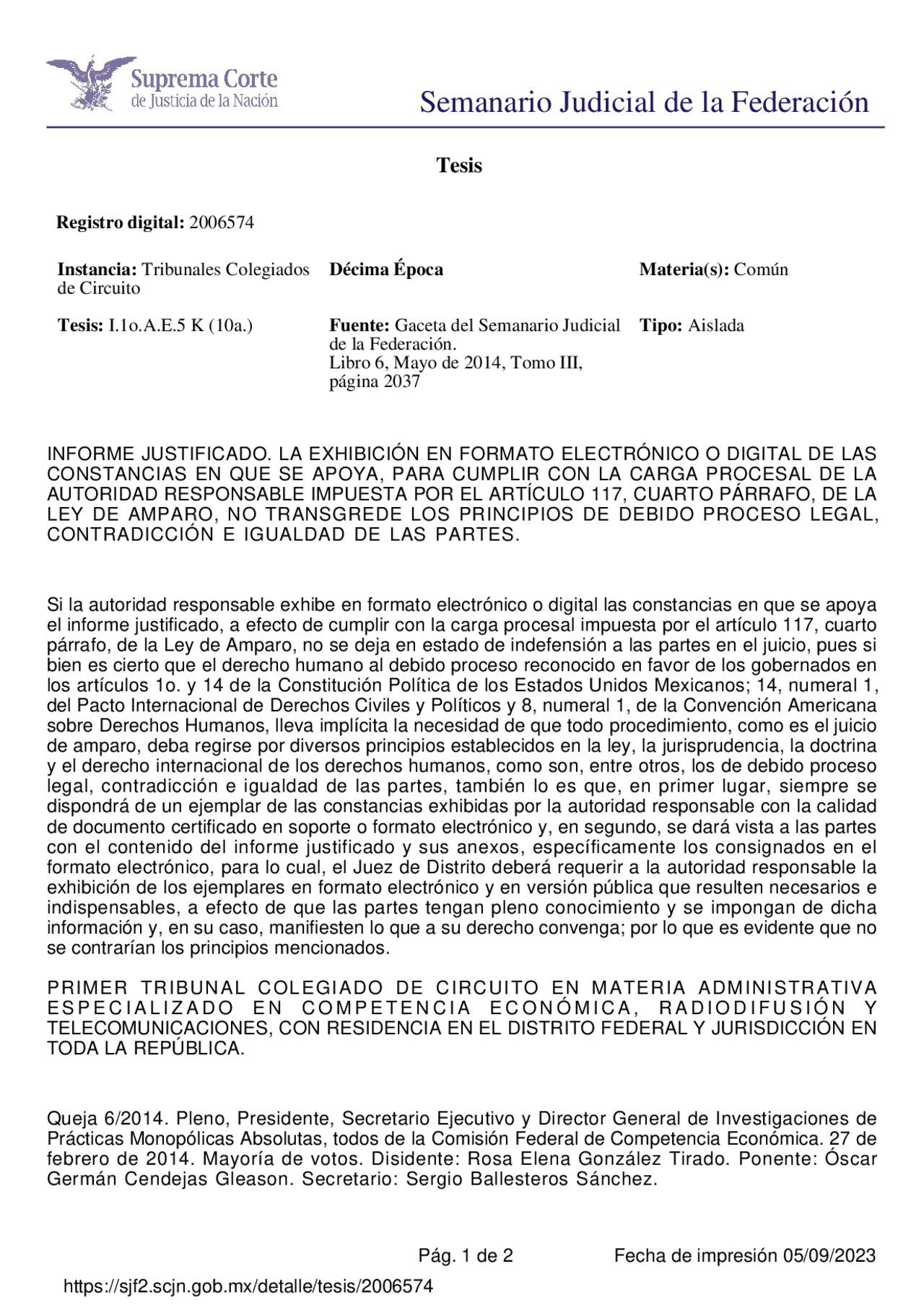 INFORME JUSTIFICADO. | Apuntes de Derecho | Docsity