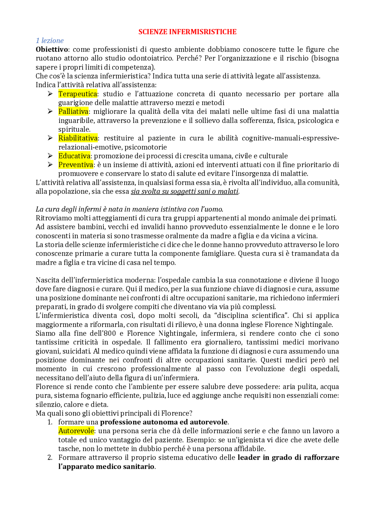 Scienze Infermieristiche Generali Cliniche E Pediatriche Appunti Di