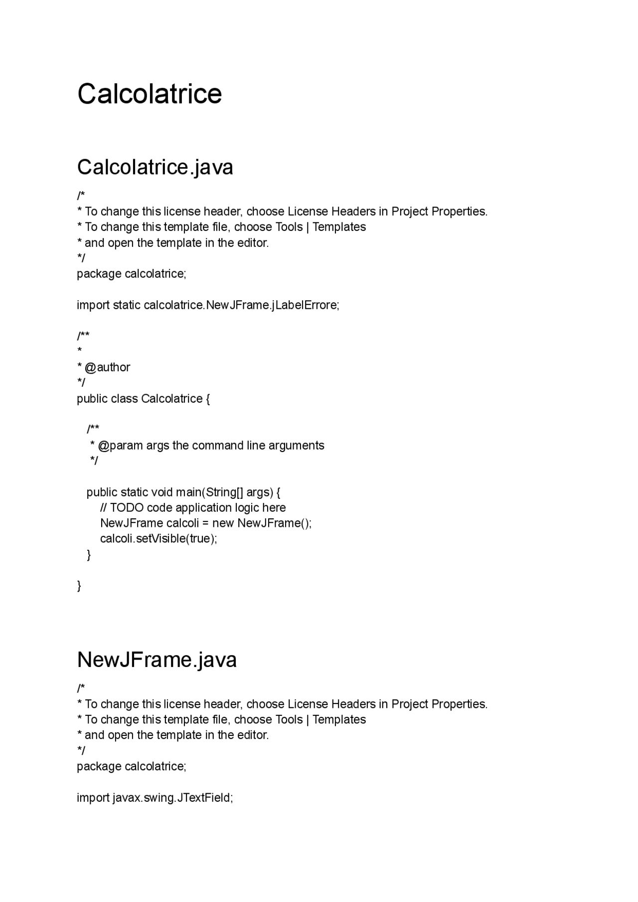 Calcolatrice Codice In Java Con Componente Grafico Esercizi Di