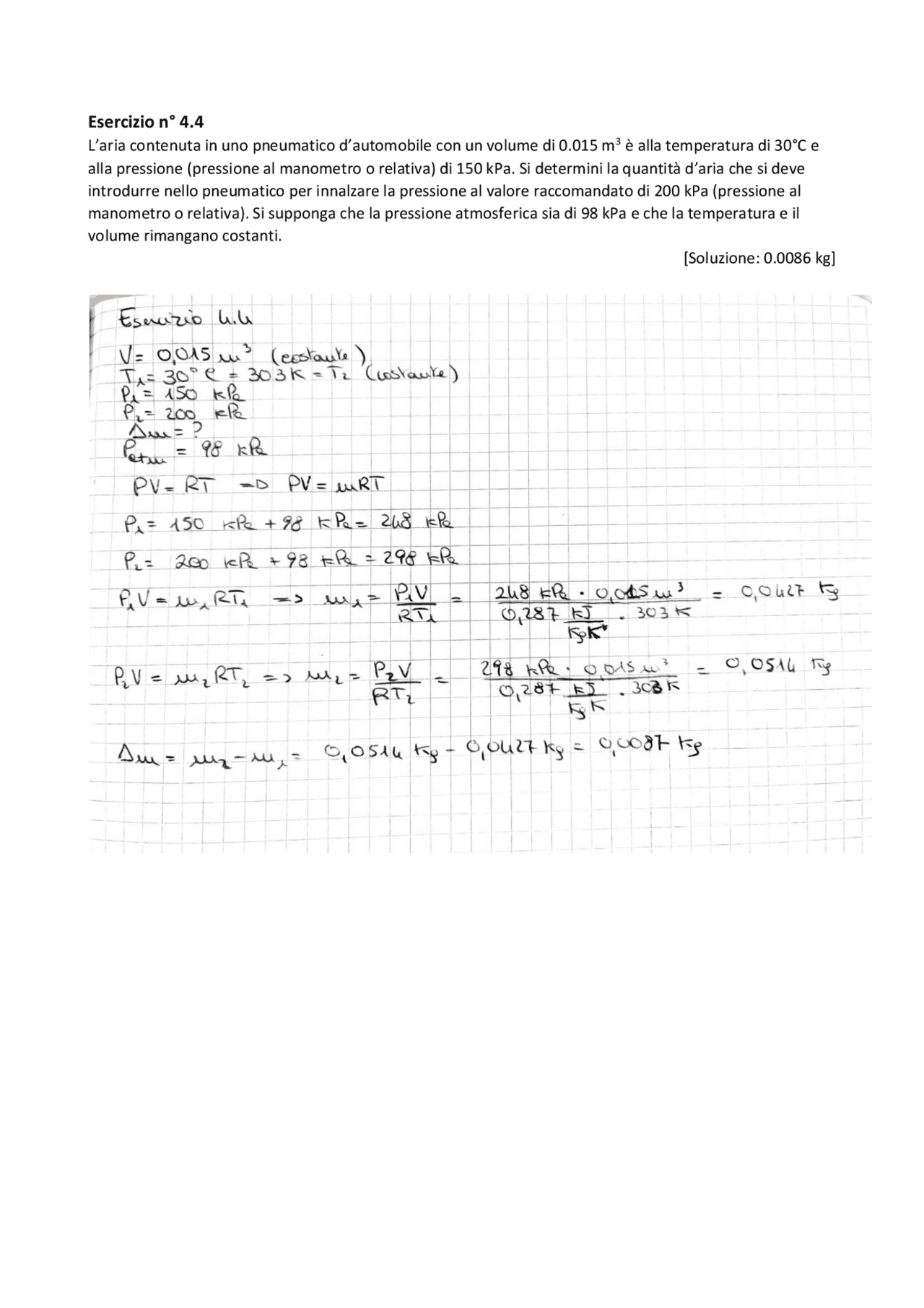 Esercizi di fisica tecnica | Esercizi di Fisica Tecnica | Docsity