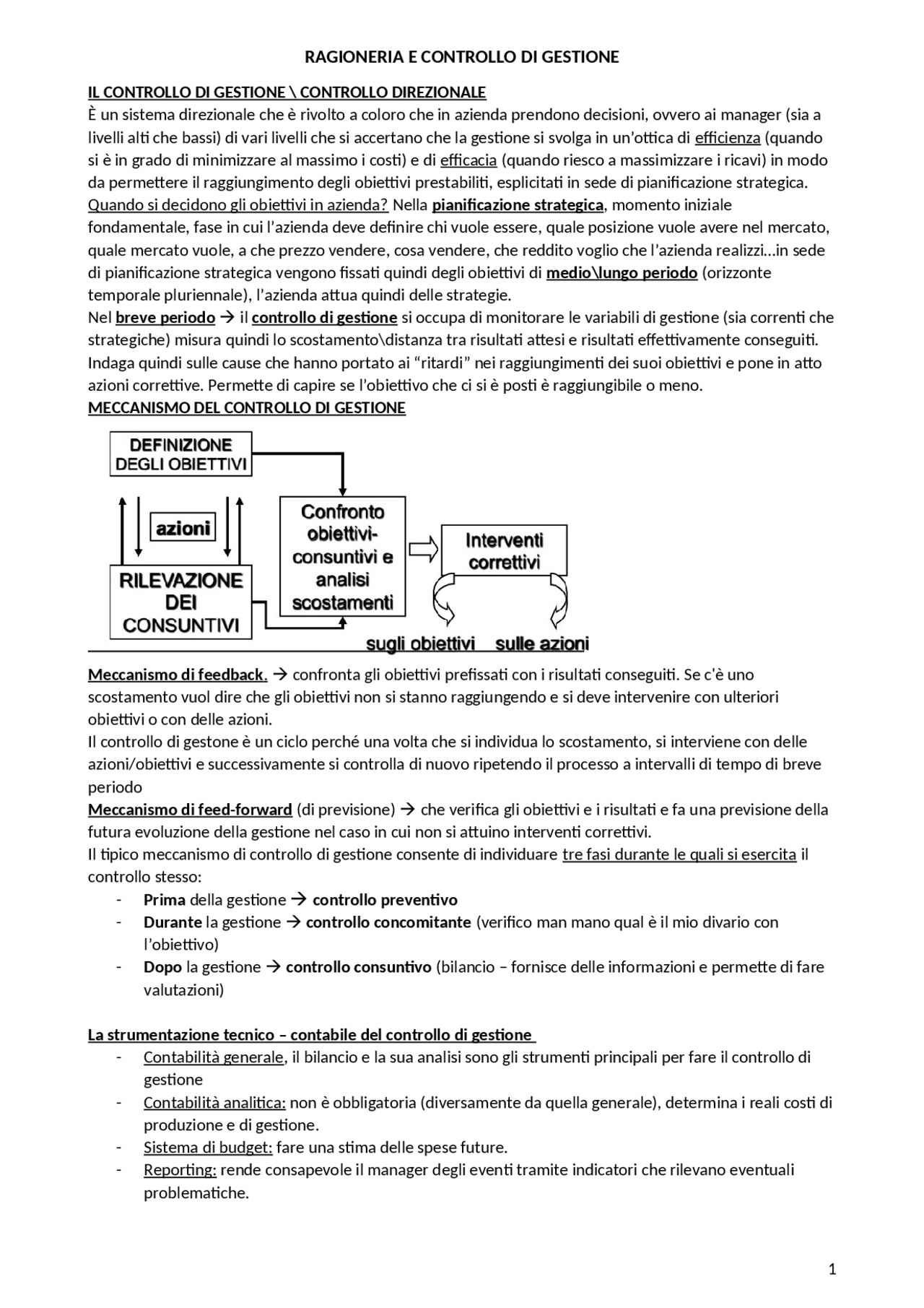 Controllo Di Gestione Corso C Appunti Di Controllo Di Gestione Docsity