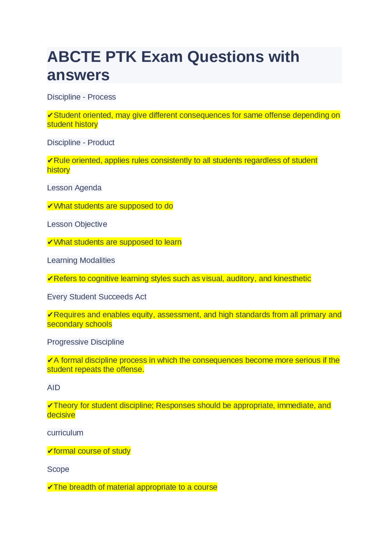 Abcte Ptk Exam Questions With Answers Exams Advanced Education Docsity