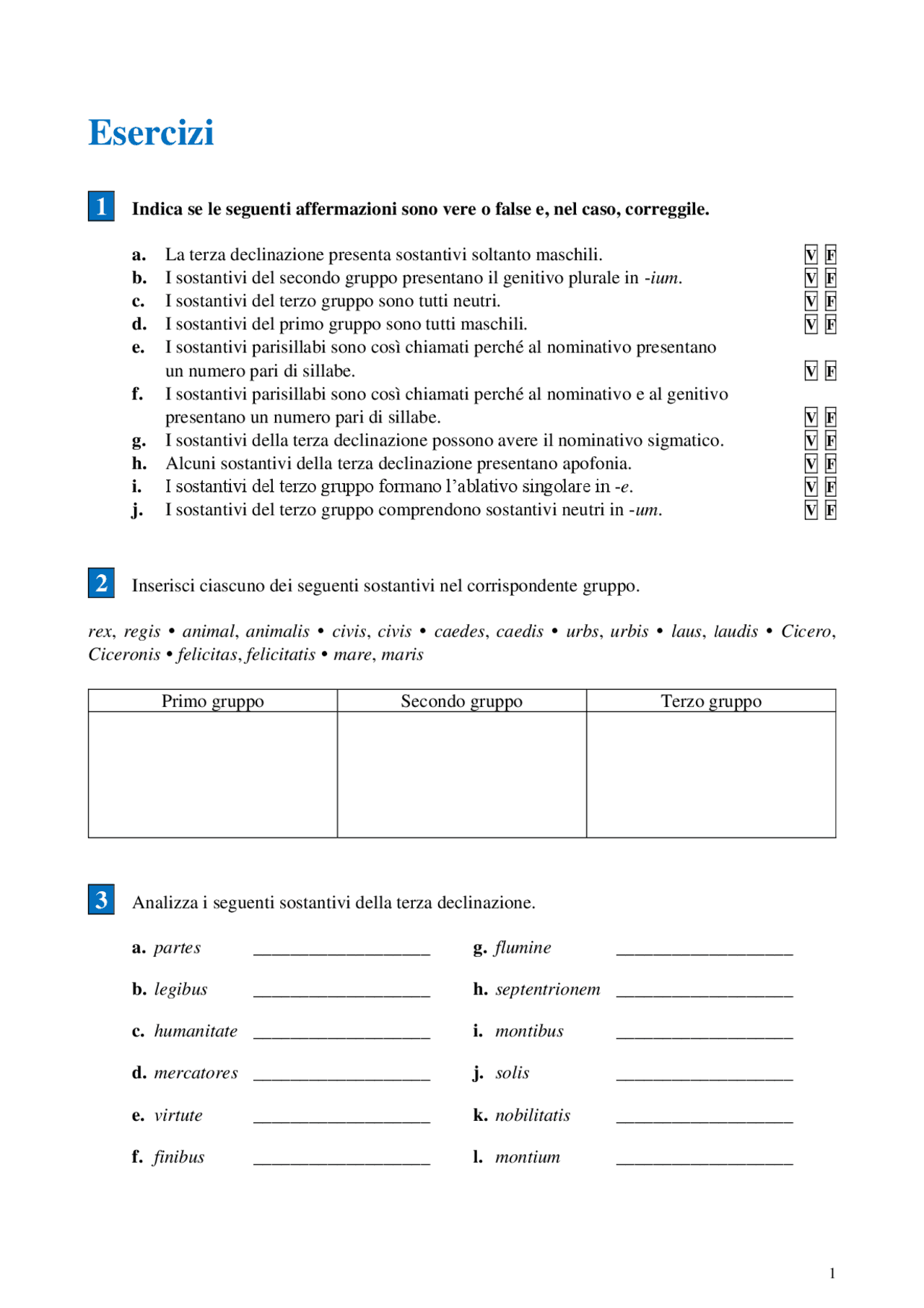 Esercizi temi della terza declinazione | Esercizi di Lingua Latina ...