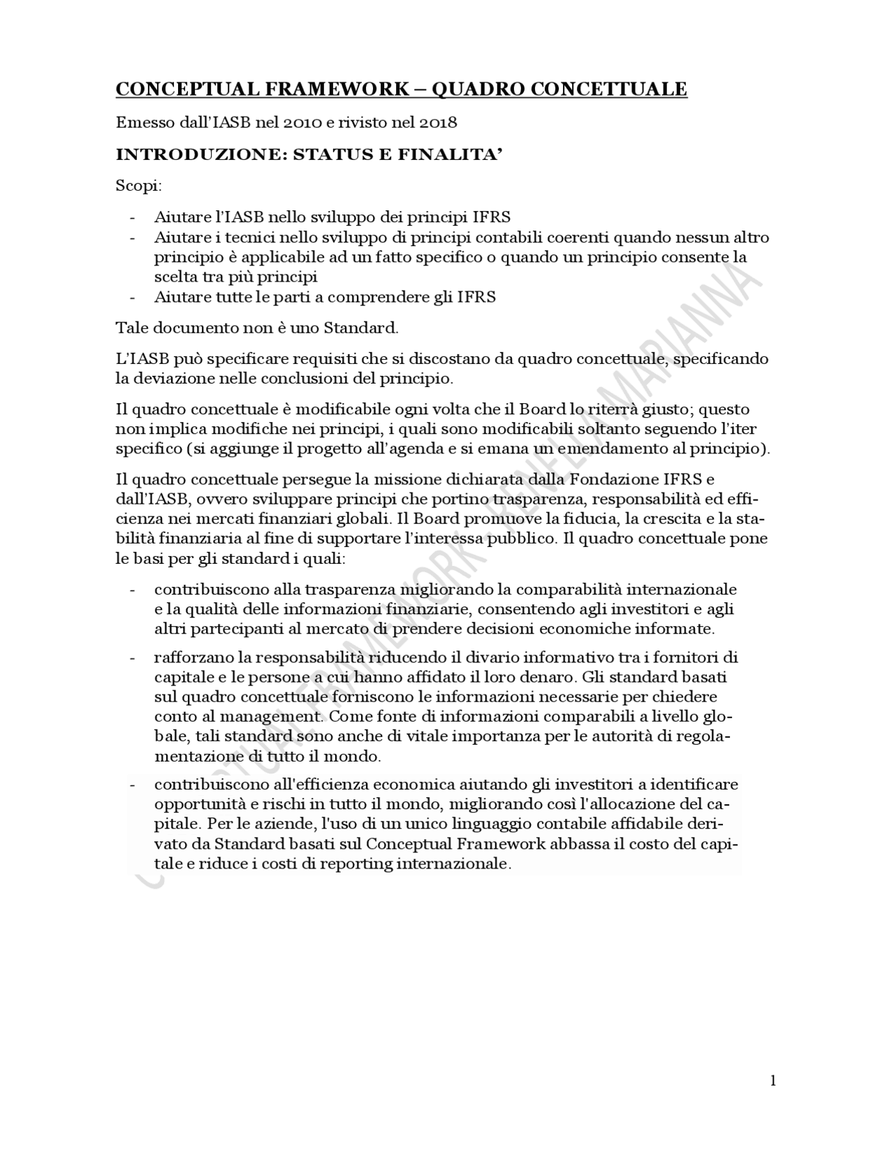 IAS/IFRS - Conceptual framework - ITALIANO | Dispense di Analisi Di Bilancio E Principi ...