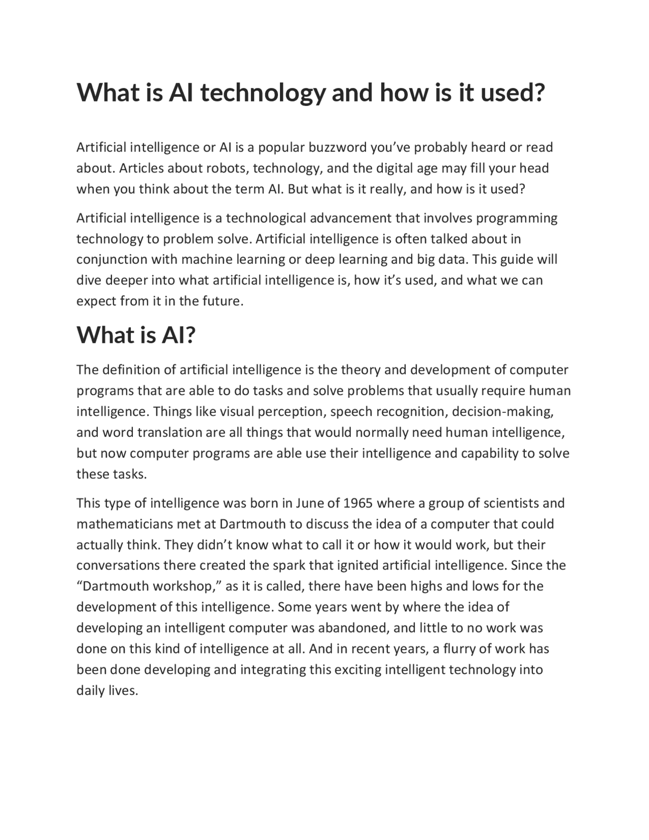 What is AI technology and how it works? | Lecture notes Information ...