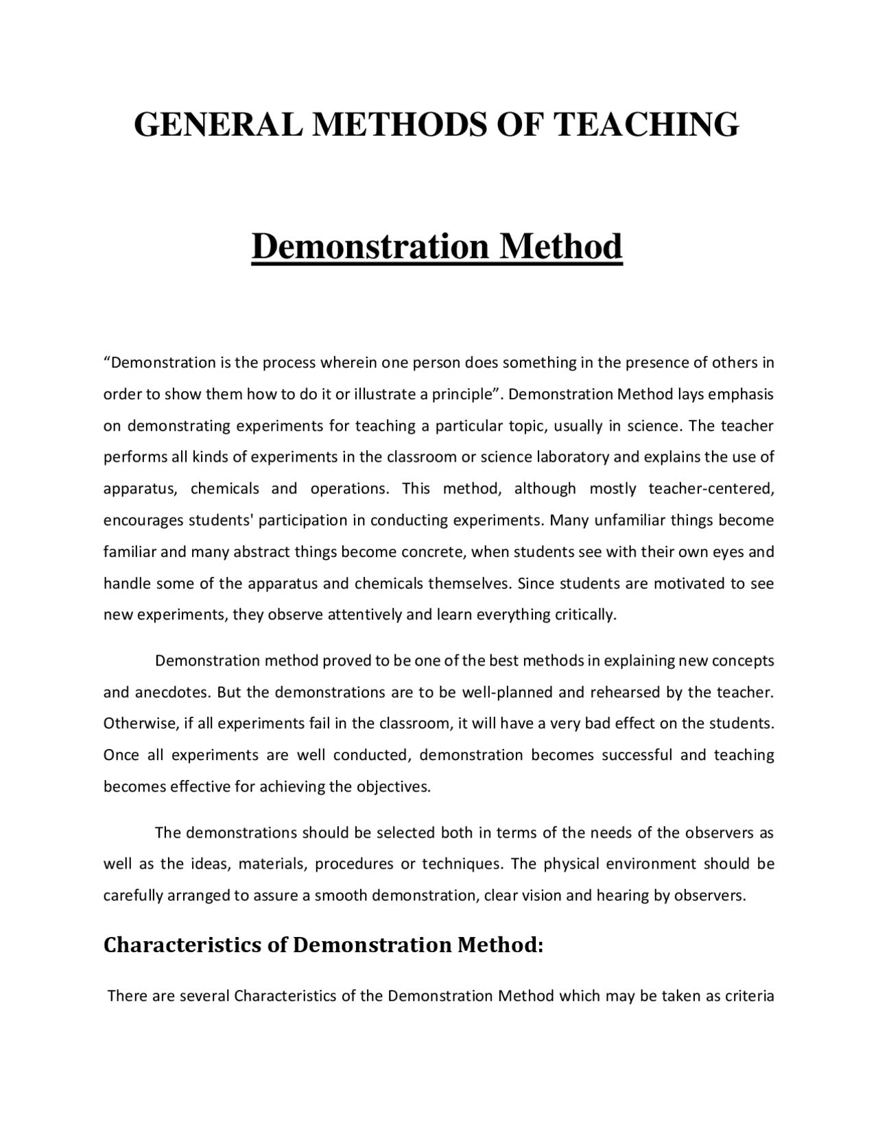 Demonstration Method Demonstration Method An Introduction