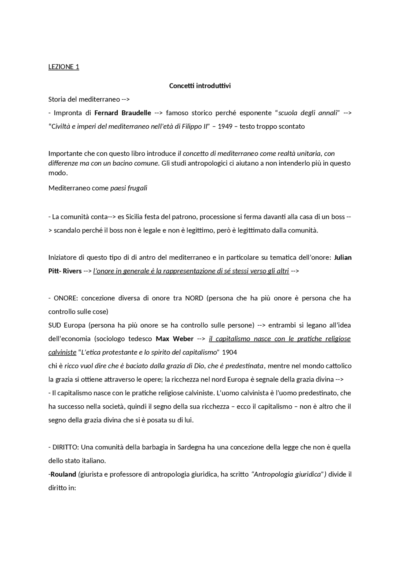 Riassunto concetti base Storia del Mediterraneo | Appunti di Antropologia | Docsity