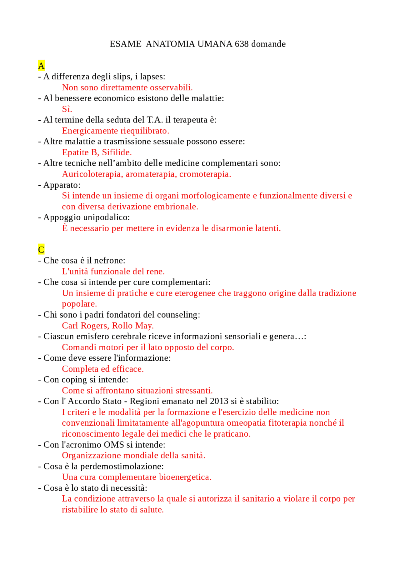 Anatomia Umana Scienze Motorie Prove Desame Di Scienze Motorie Docsity