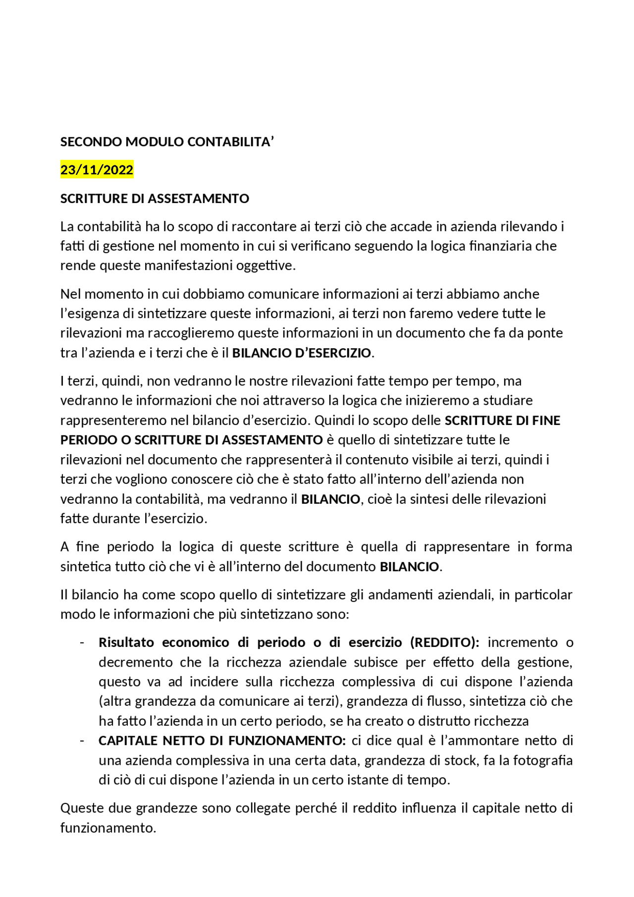 Secondo modulo contabilità | Appunti di Contabilità | Docsity